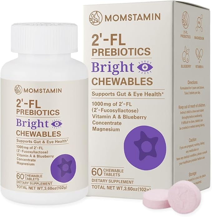 MOMSTAMIN 2'-FL Prebiotics Bright Chewable Tablet Supports Gut & Eye ...