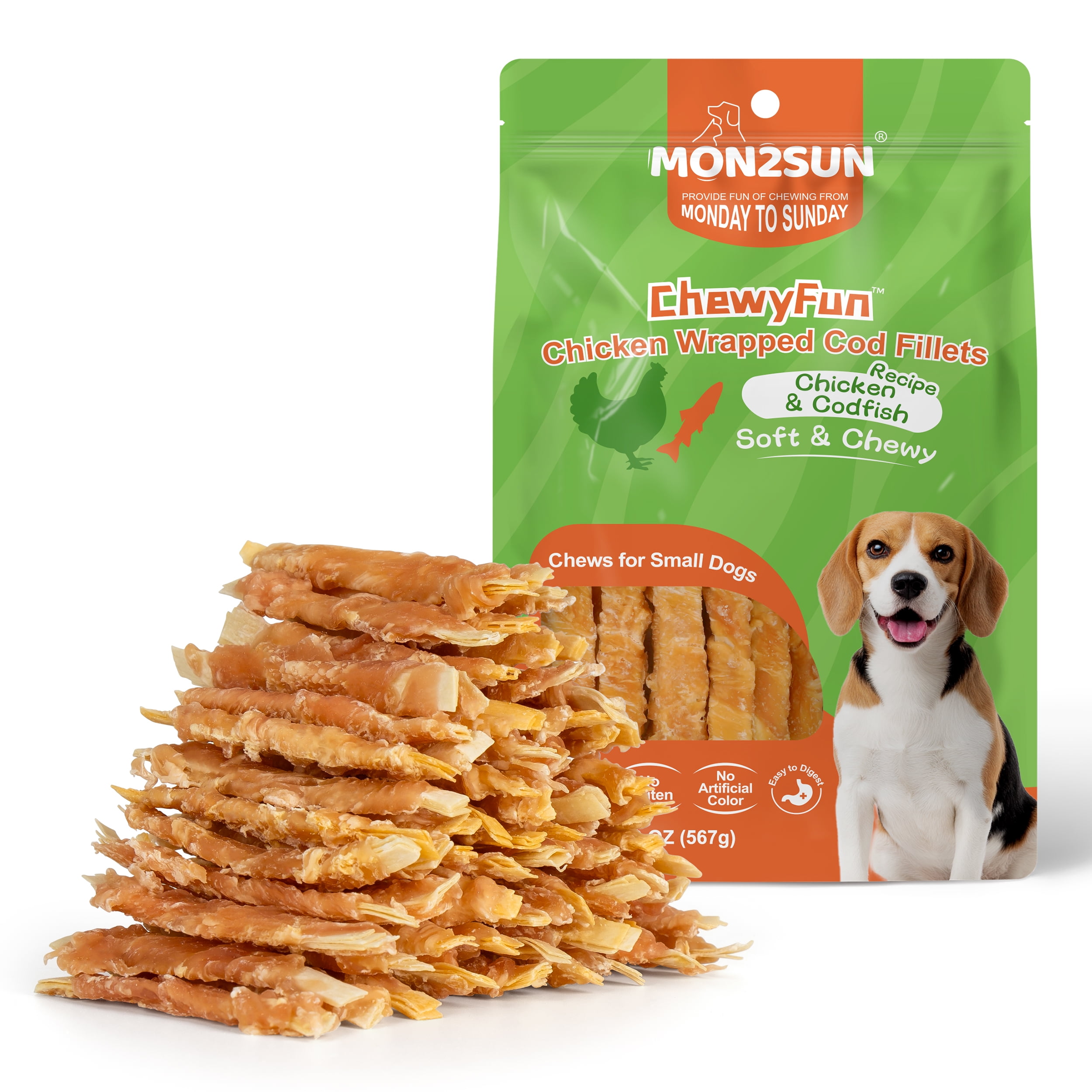 MON2SUN Chicken Wrapped Cod Fillet Small Dog Treats, 20 oz (56 Count ...
