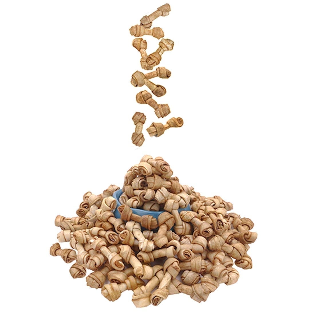 MON2SUN Rawhide Knot Bones Chicken Flavor Small Dog Treats, 1.5 lb (100 ...