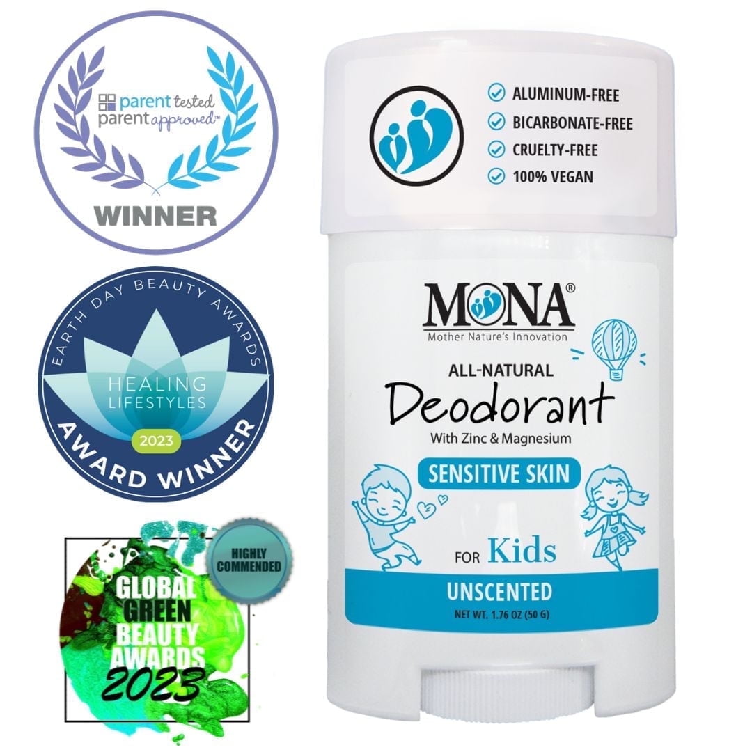 MONA Natural Unscented Deodorant for Kids, Preteens & Teens ...