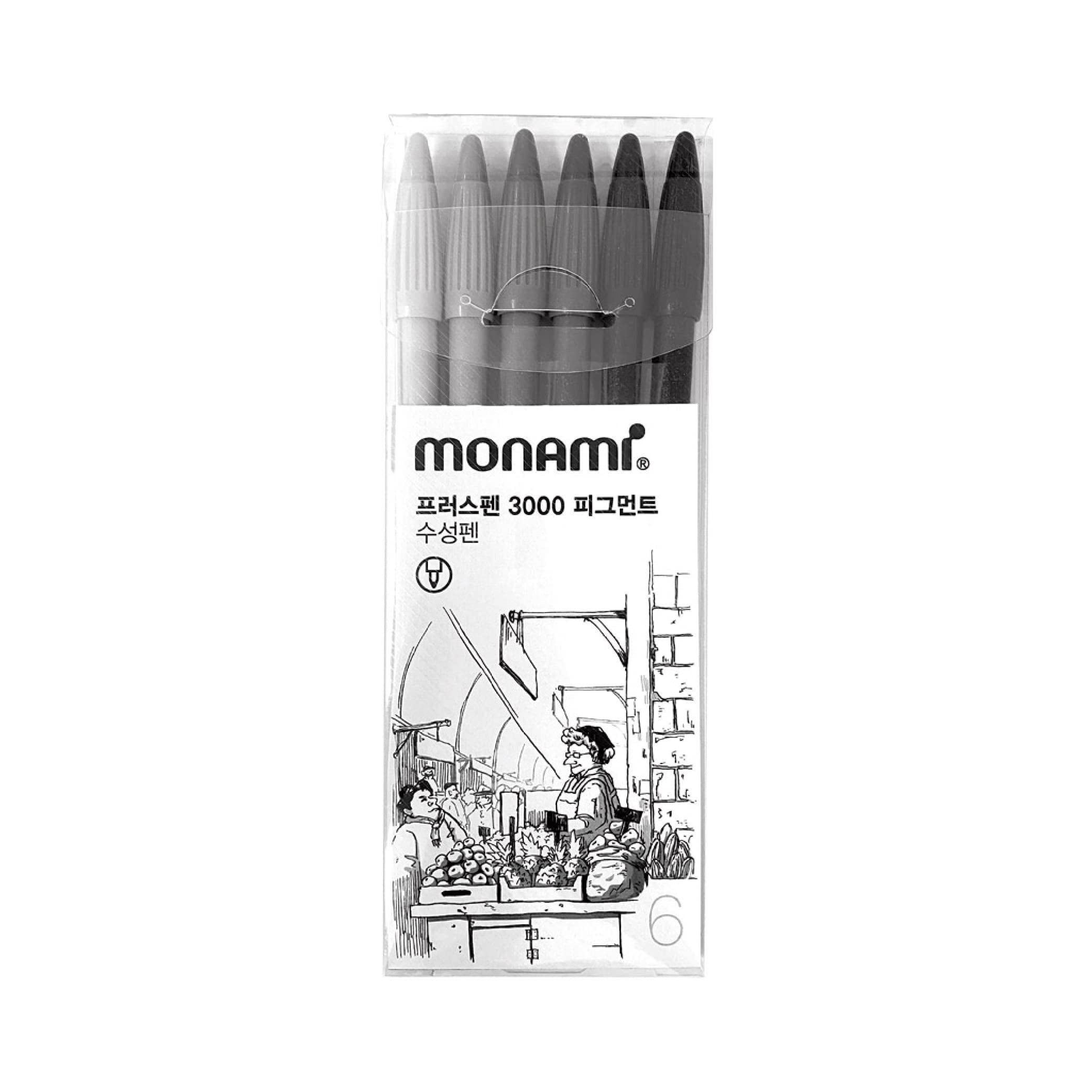 MONAMI PlusPen 3000 Precision Pigment Pen 6-Color Set, Professional ...
