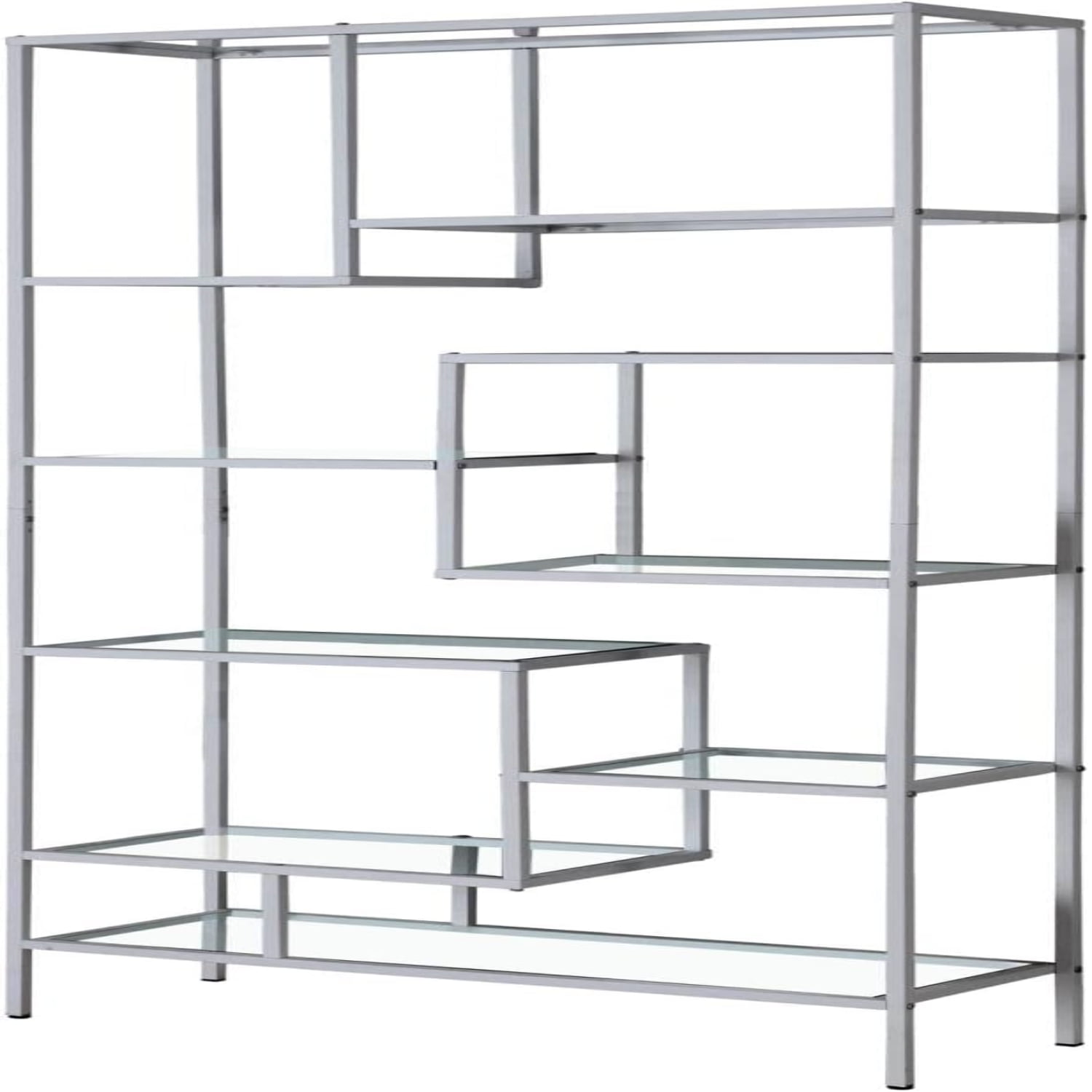 MONARCH SPECIALITIES Bookcase 72 inch Silver/Clear Glass - Walmart.com
