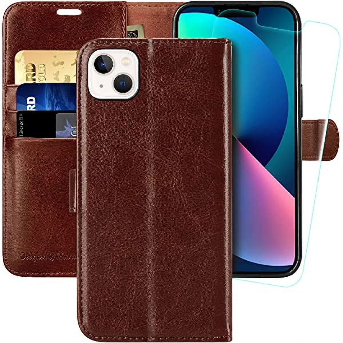 MONASAY Wallet Case Compatible for iPhone 13 5G, 6.1-inch, [Glass ...