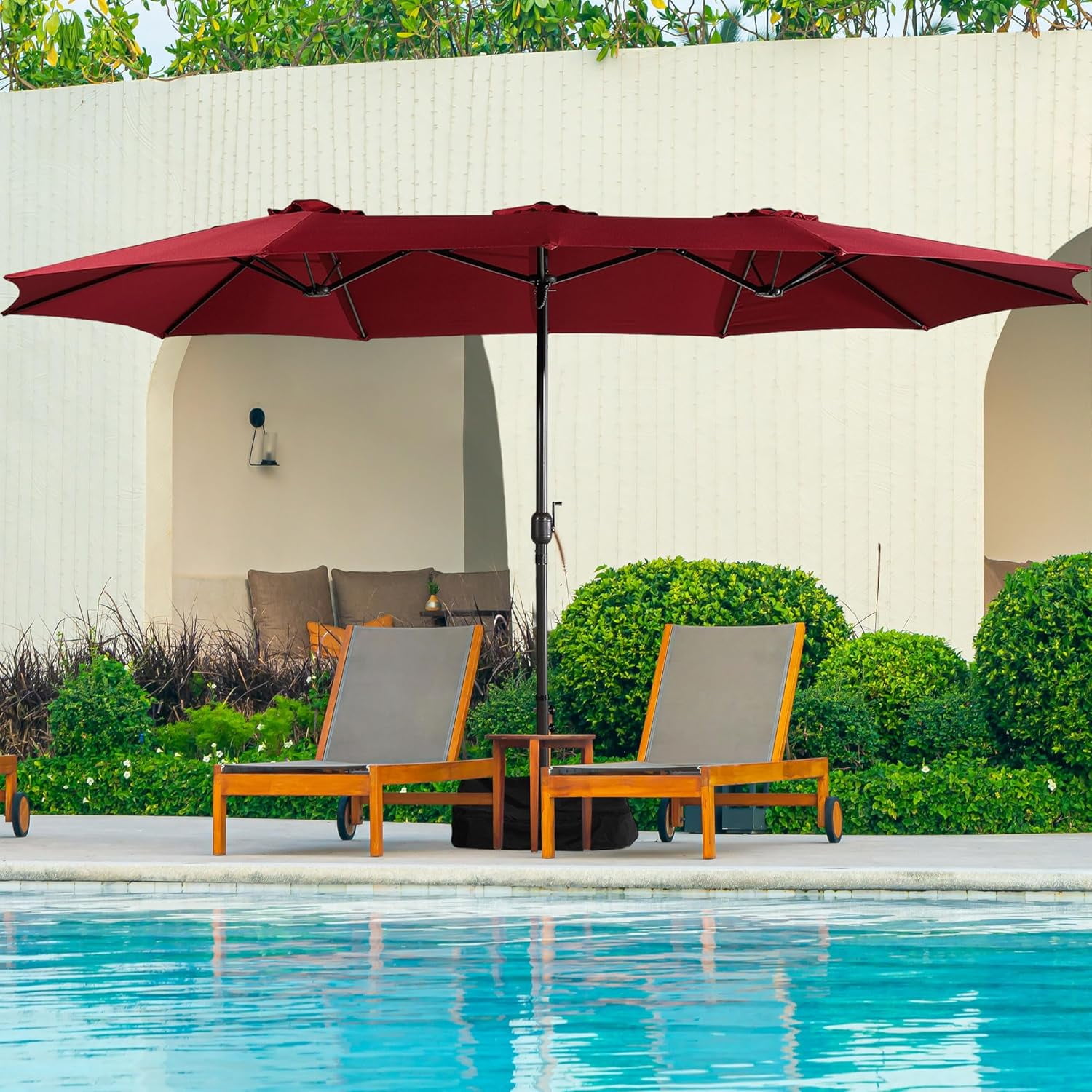 MONDAWE 15ft Patio Umbrella with Base Included Large Outdoor Double ...