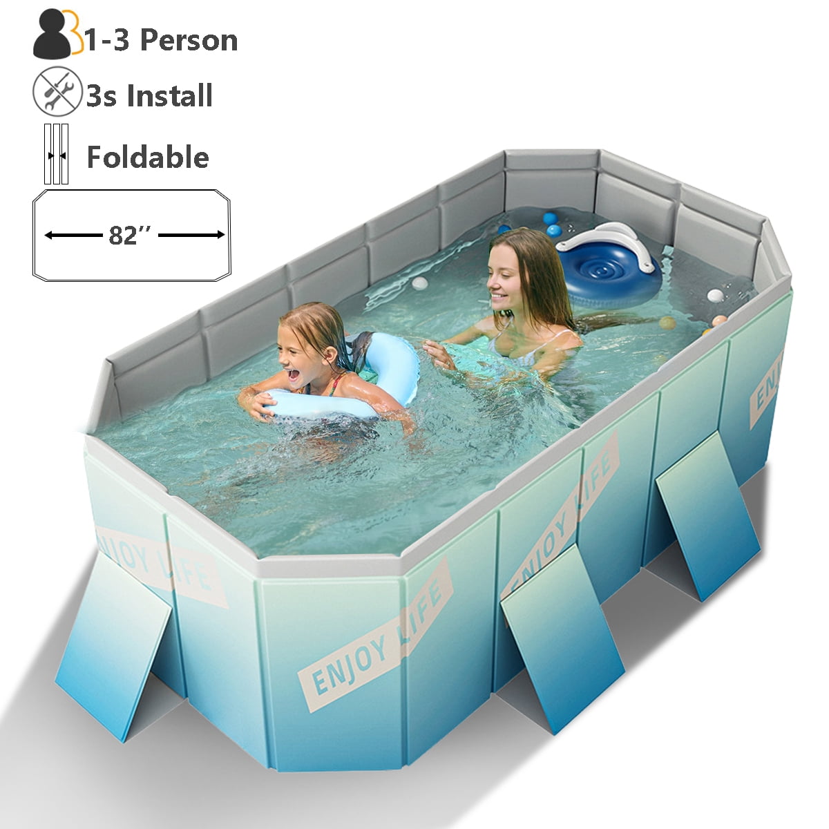 MONEHANE 82" Non-Inflatable Foldable Swimming Pool for Kids & Adults ...