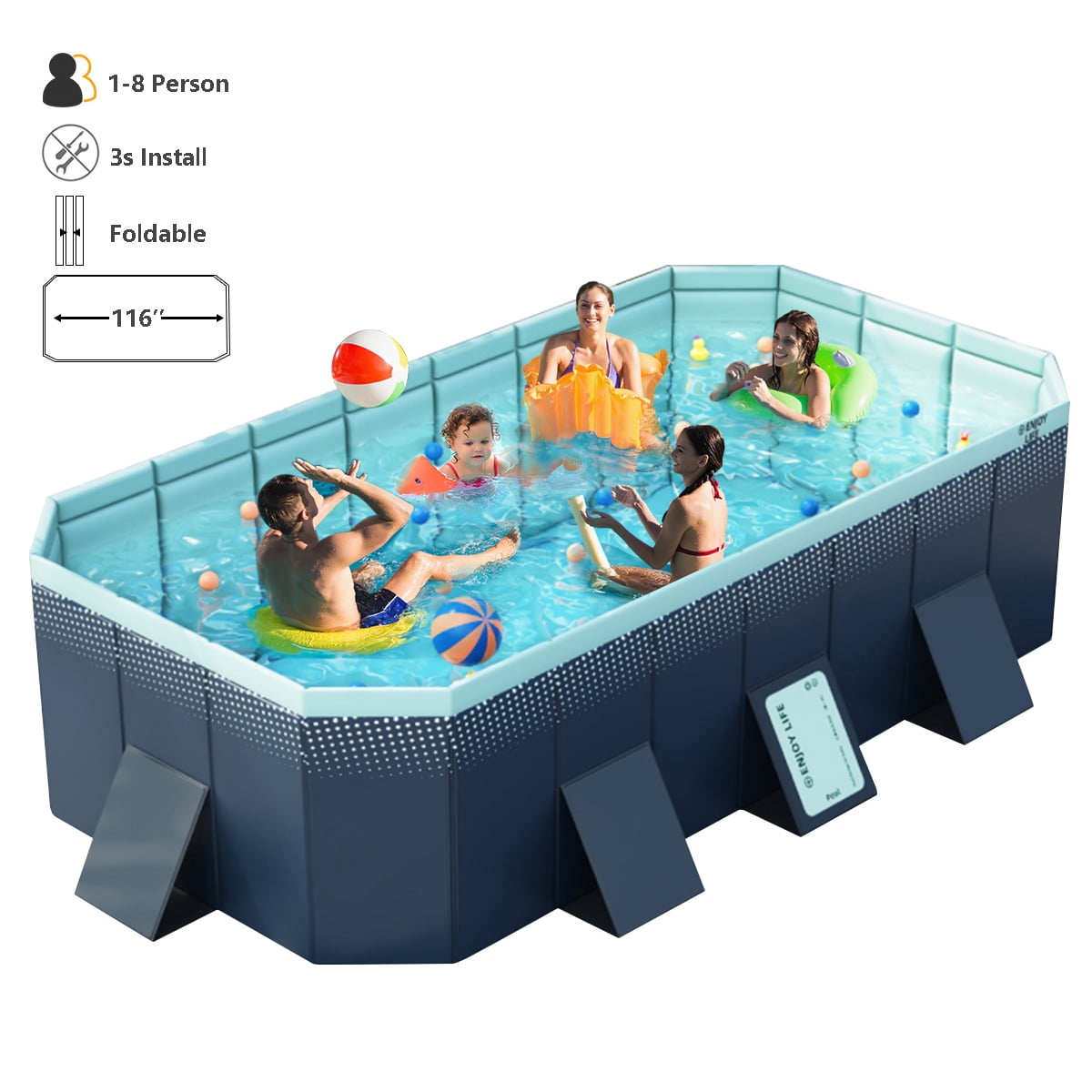 MONEHANE Foldable Swimming Pool, Indoor Outdoor Above Ground Pools,Non ...