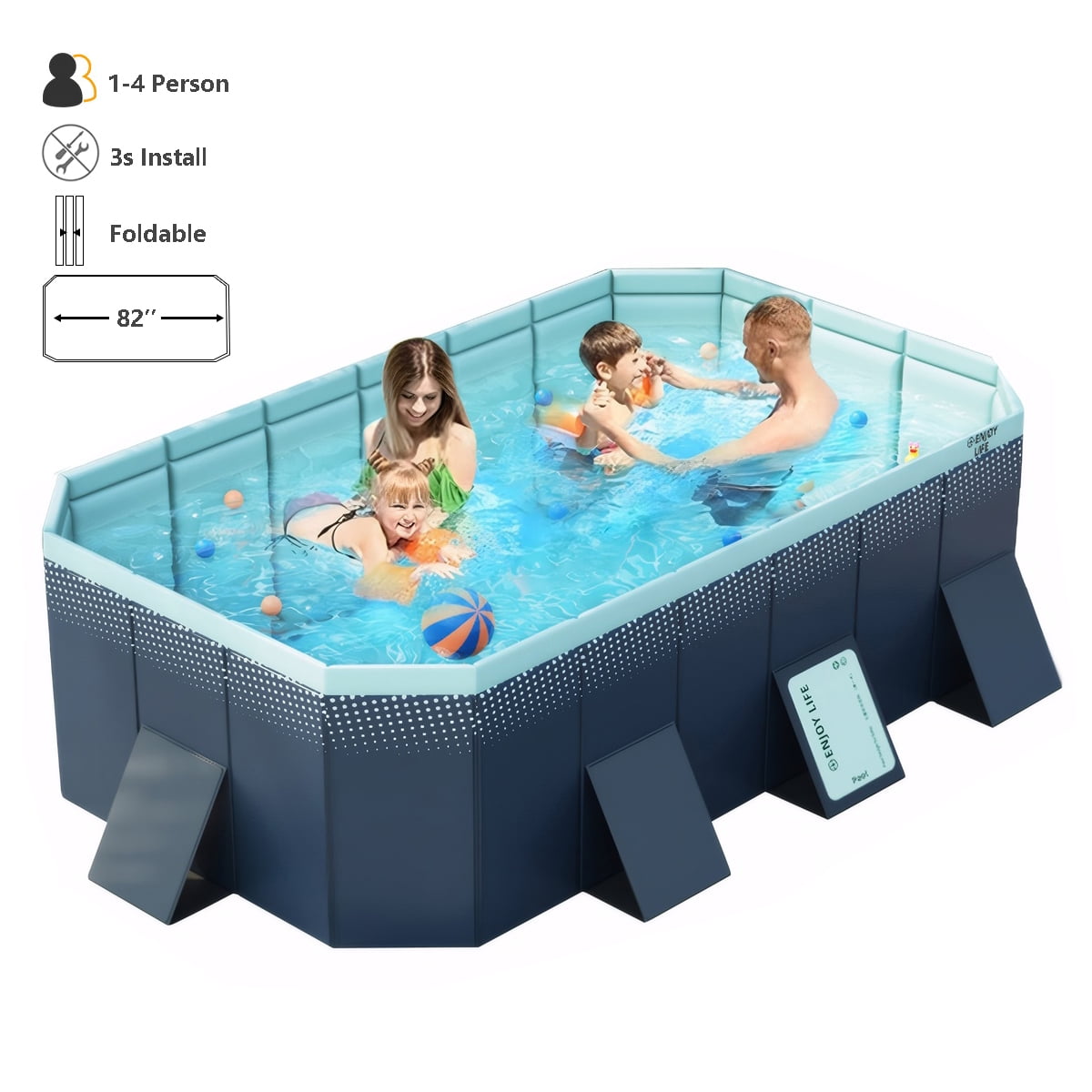 MONEHANE Foldable Swimming Pool, Indoor Outdoor Above Ground Pools,Non-Inflatable Extra Large ...
