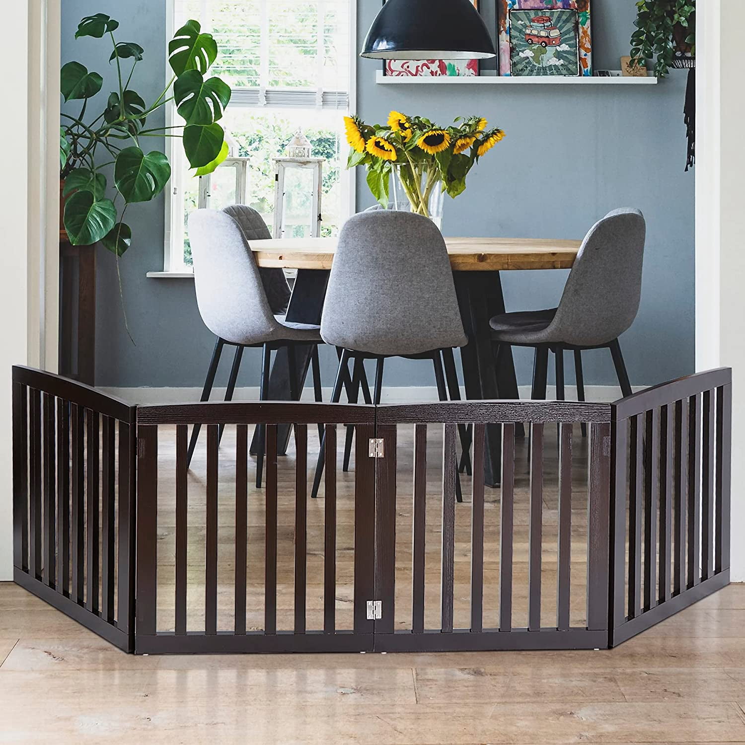 MONGJI Dog Gate Pet Gate Indoor for Stairs Doorways 82x24 Inch 4 Panels ...