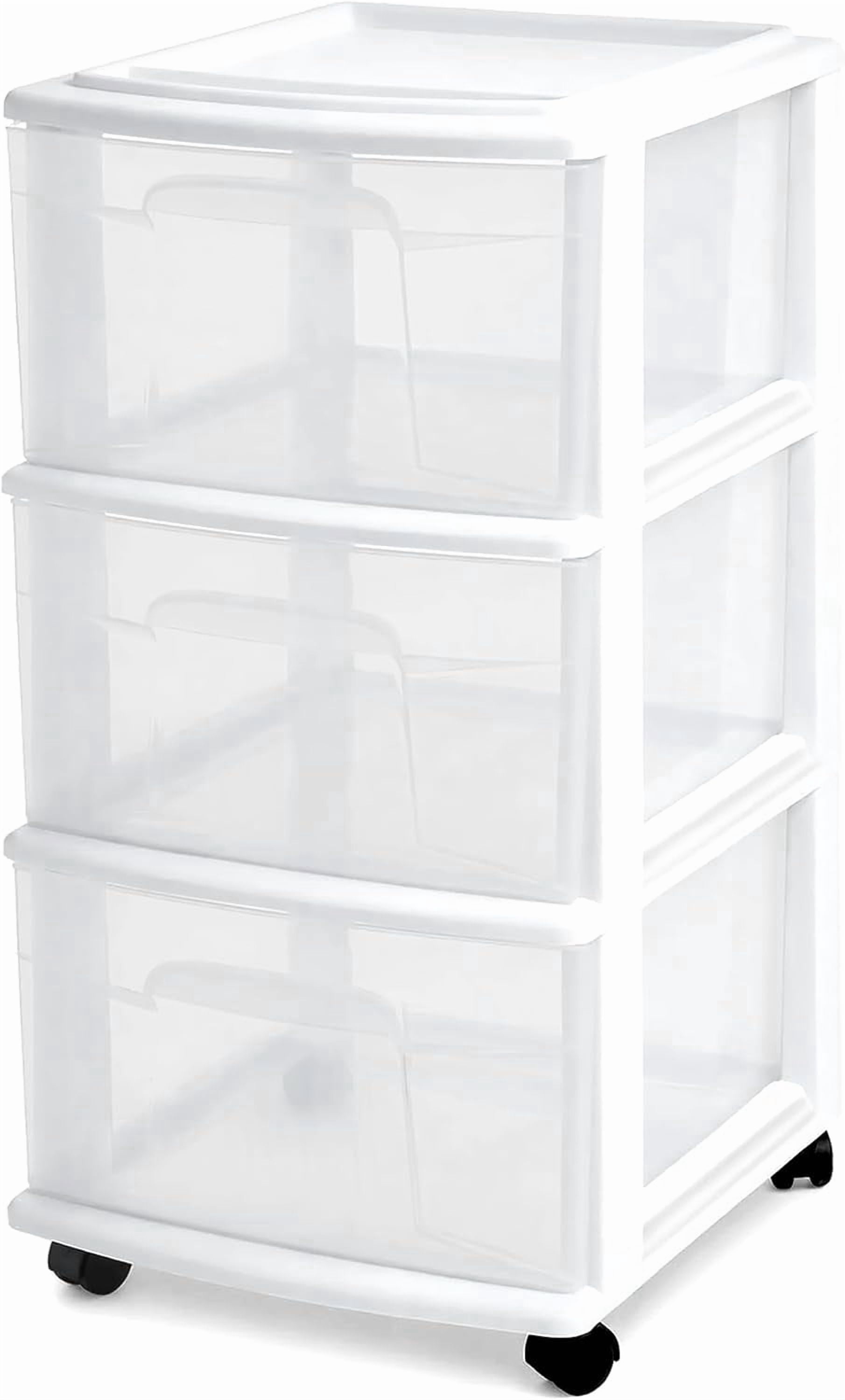 MONGJI Drawer Tower, 3-Tier Rolling Storage Cart with Removable Wheels ...