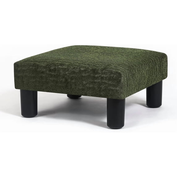 MONGJI Small Foot Rest Stool Ottoman, 3D Velvet Square Upholstered ...