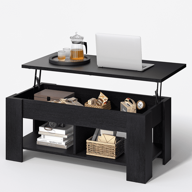 MONINXS Lift Top Coffee Table, Hidden Compartment & Storage, Separated ...