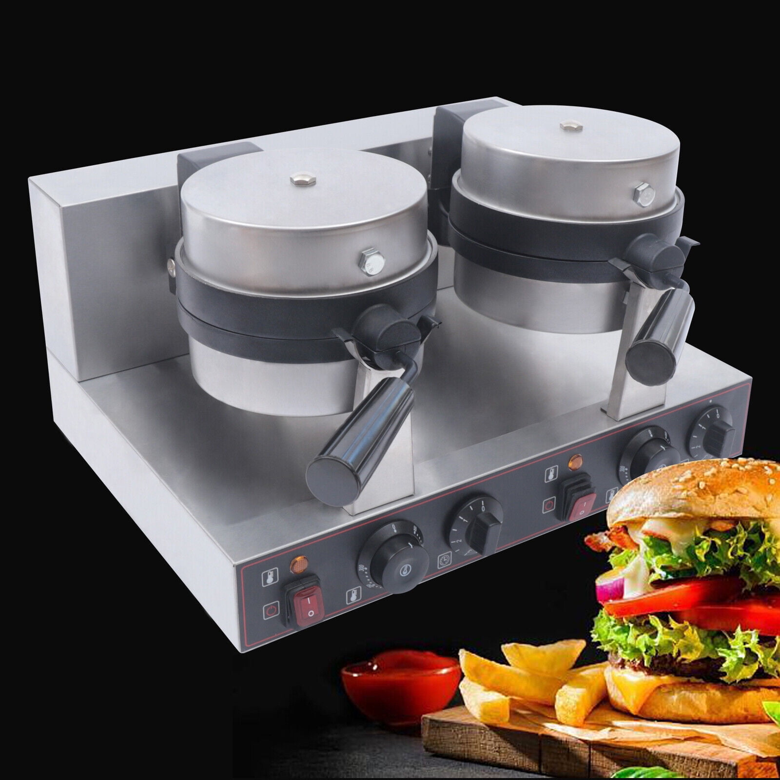 MONIPA 2.4KW Electric Burger Waffle Maker Nonstick Panini Press Baking ...