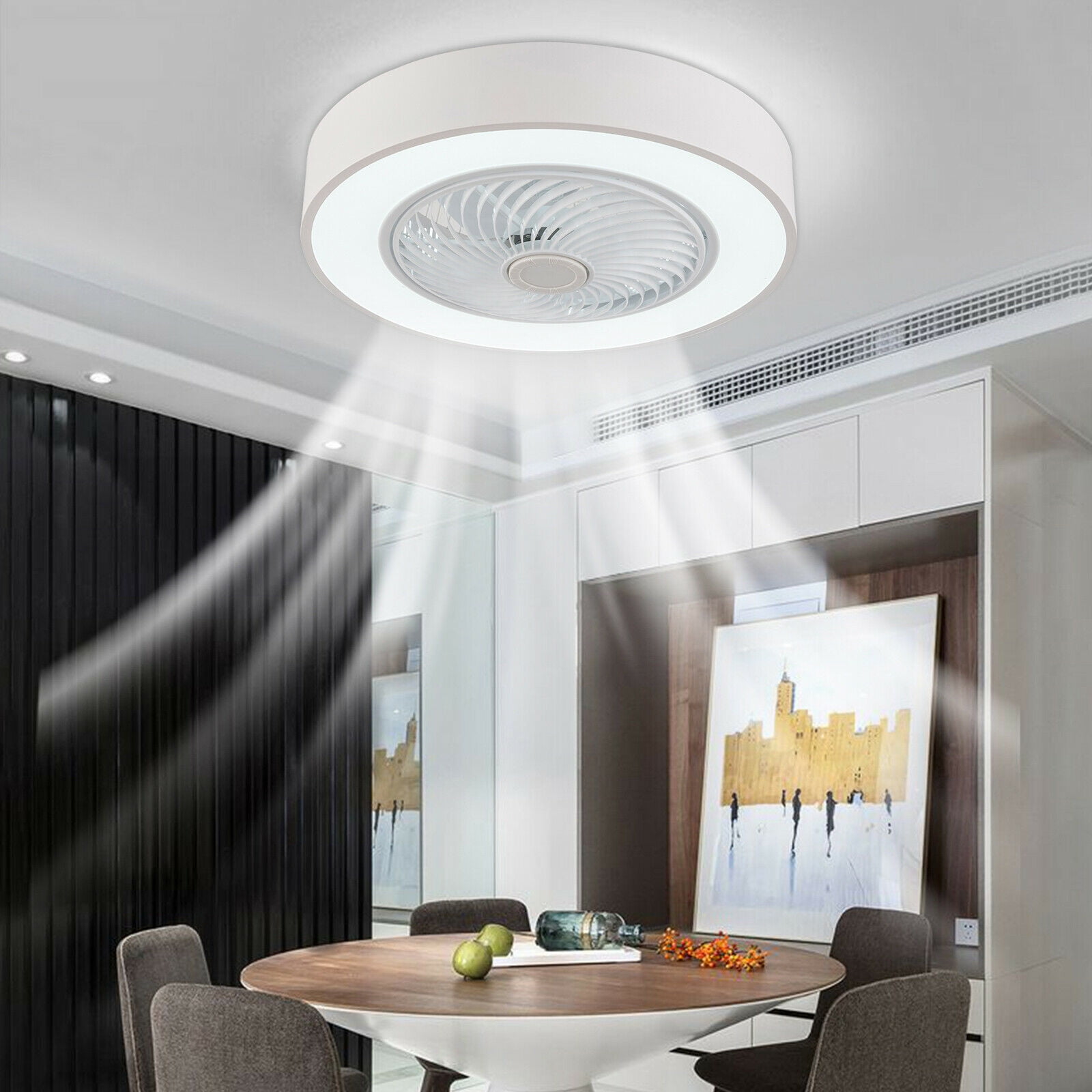 MONIPA 22 Inch Round Fan Chandelier-White With Remote Control - Walmart.com