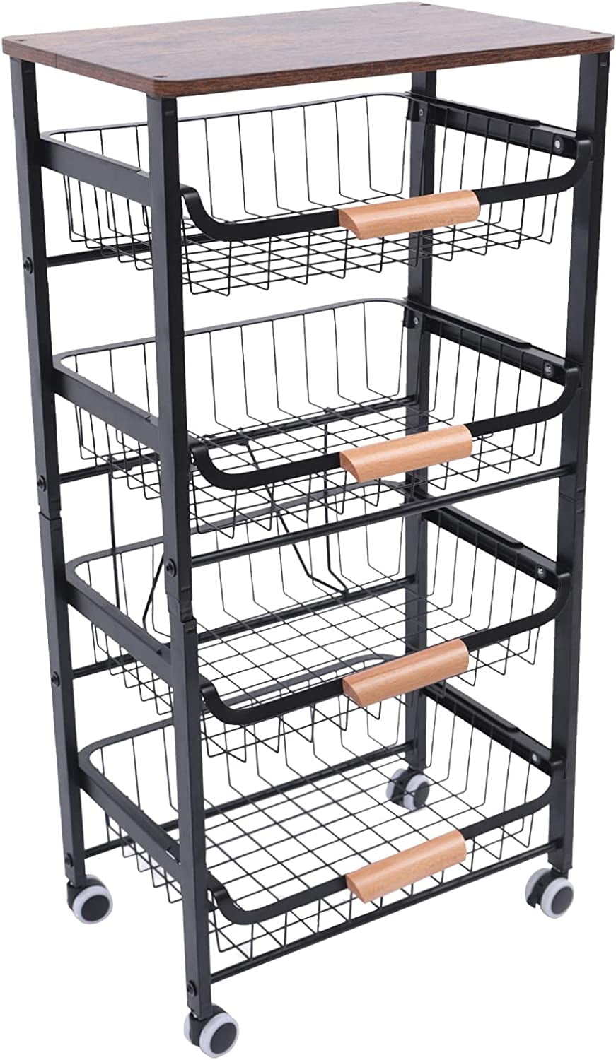 MONIPA 4 Tier Slim Organization Basket Cart Metal with Casters Storage ...