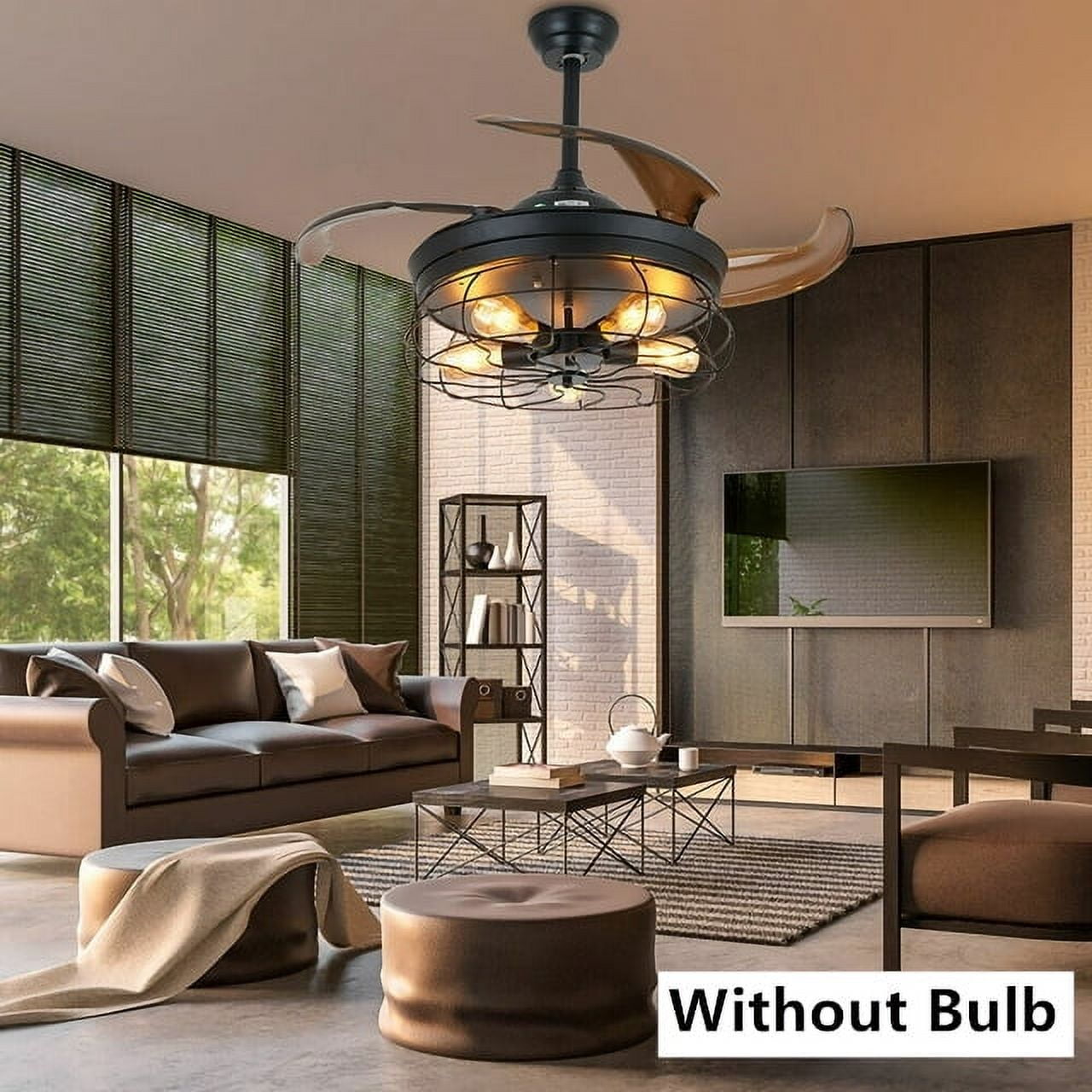 MONIPA 42 inch Ceiling Fan Retro Cage Chandelier Fans w/Remote Control ...