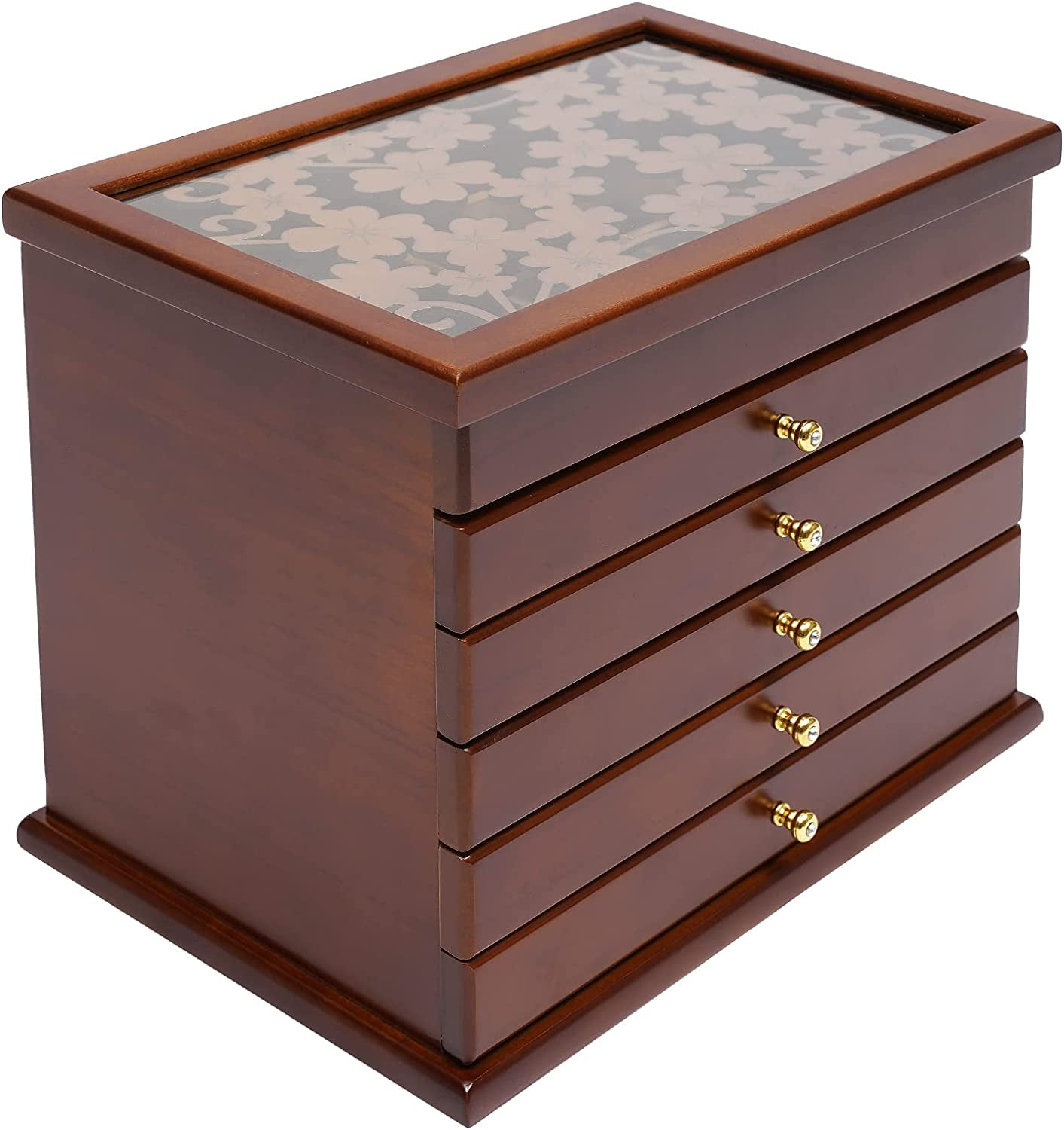 MONIPA 6-Tier Wooden Jewelry Container: Large Organizer for Rings ...