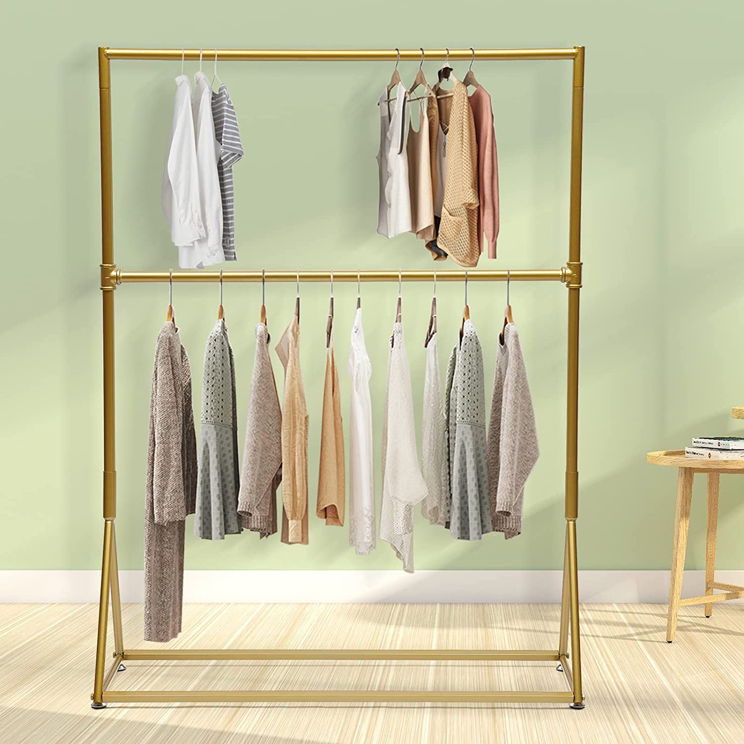 MONIPA Freestanding Garment Rack Metal Clothing Stand Gold Iron Clothes ...
