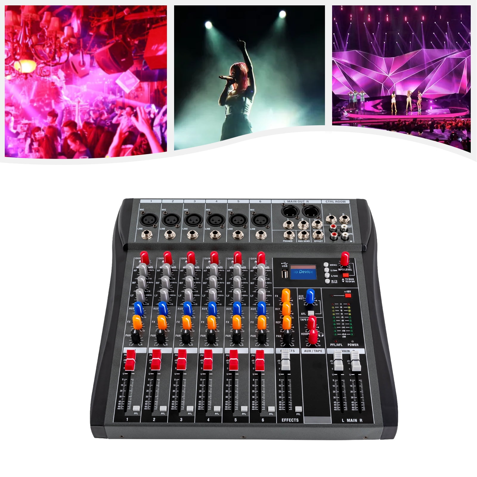 MONIPA Professional Mixer Sound Board Console 6 Channel Desk System Interface Digital USB ...