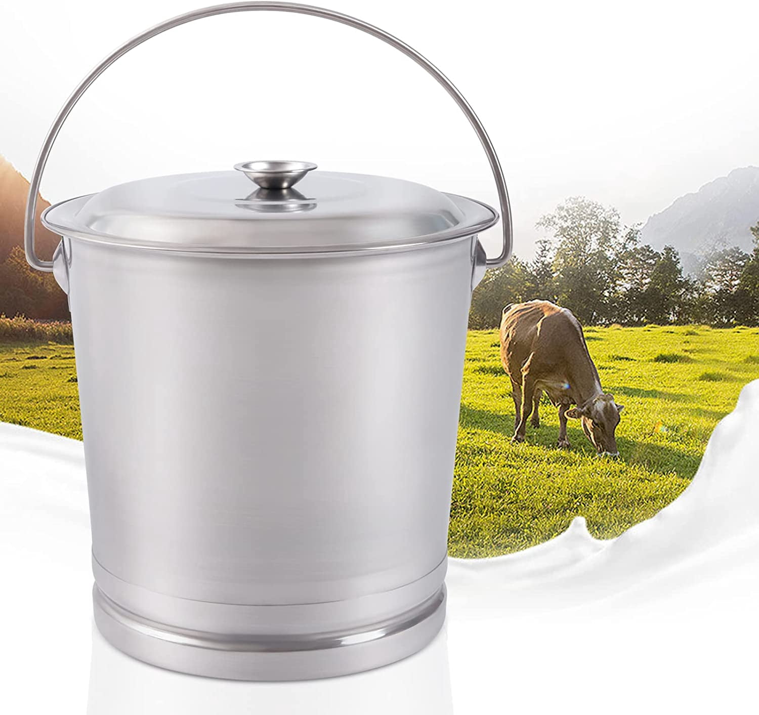 MONIPA Stainless Steel 8.5QT Milk Bucket with Lid-Feeding Kitchen Food ...