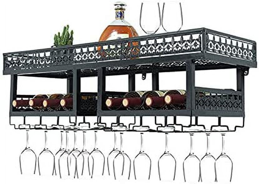 MONIPA Wine Holder Rack, Industrial Vintage Metal Bar Wine Glass ...