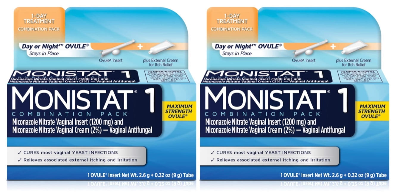 Monistat 1-Day Yeast Infection Treatment, Miconazole Nitrate, Pack of 2 ...