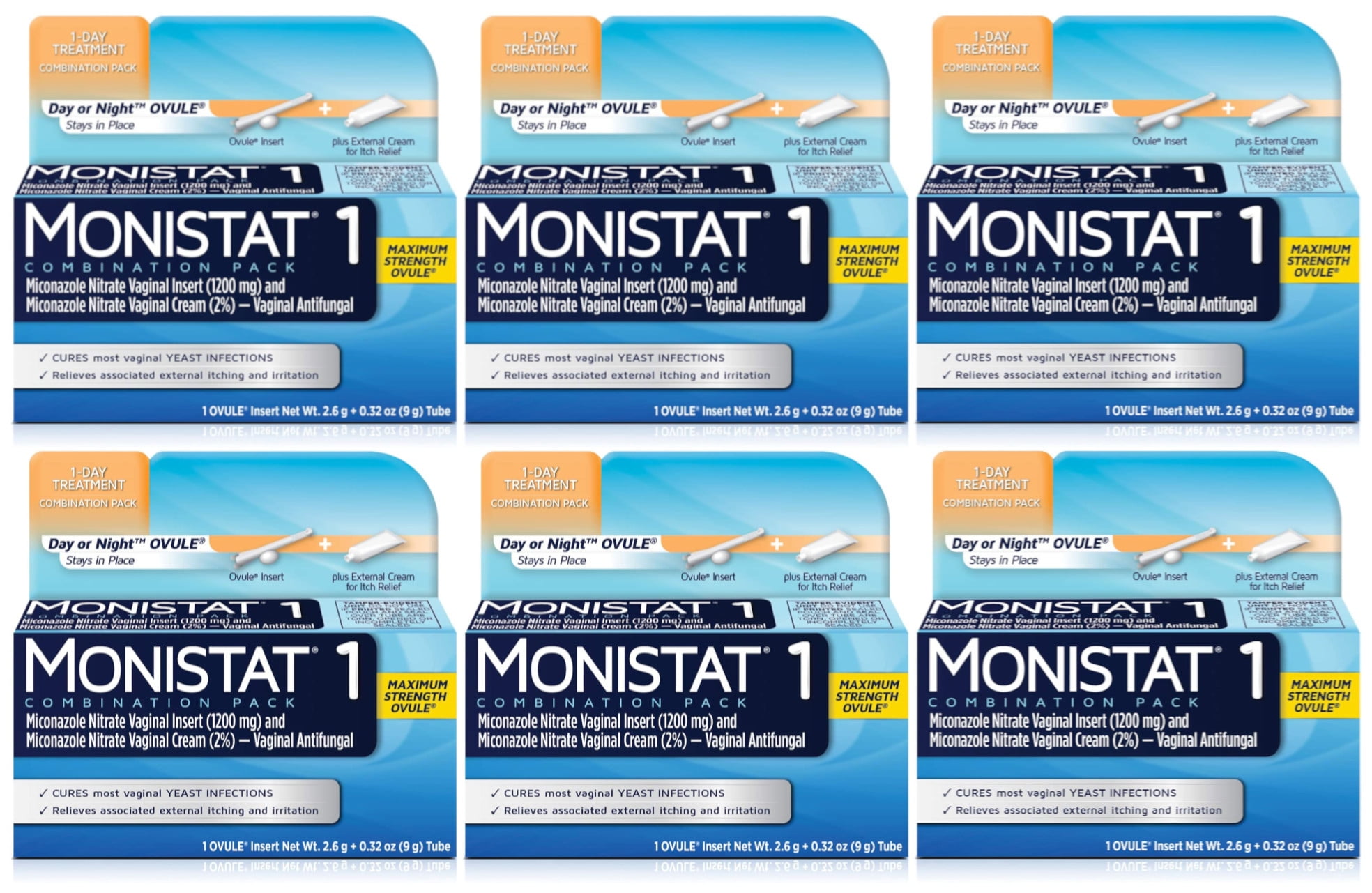 MONISTAT 1 1-Day Treatment Day or Night Combination 1 kit (Pack of 6 ...