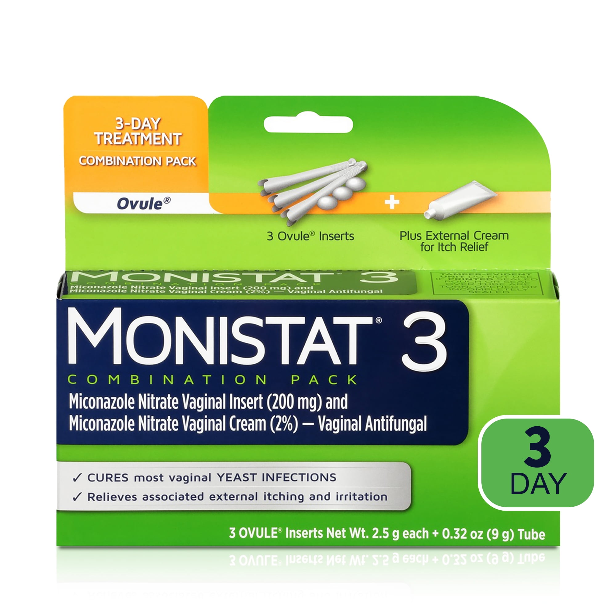 Monistat 3 Day Yeast Infection Treatment for Women, 3 Miconazole Ovule ...