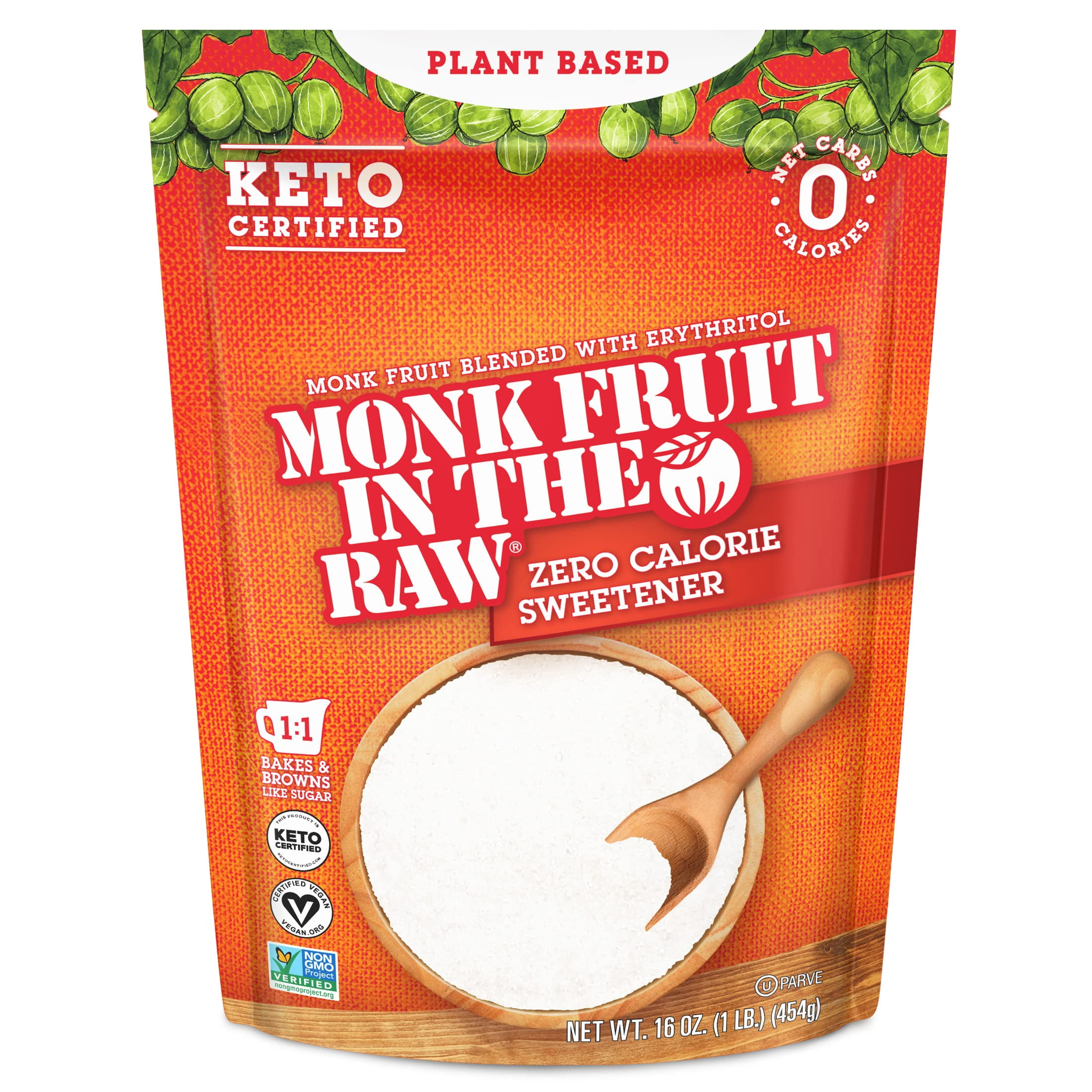 MONK FRUIT IN SCH4 THE RAW, 16 oz Baker's Bag, Pack of 1, Natural Monk ...