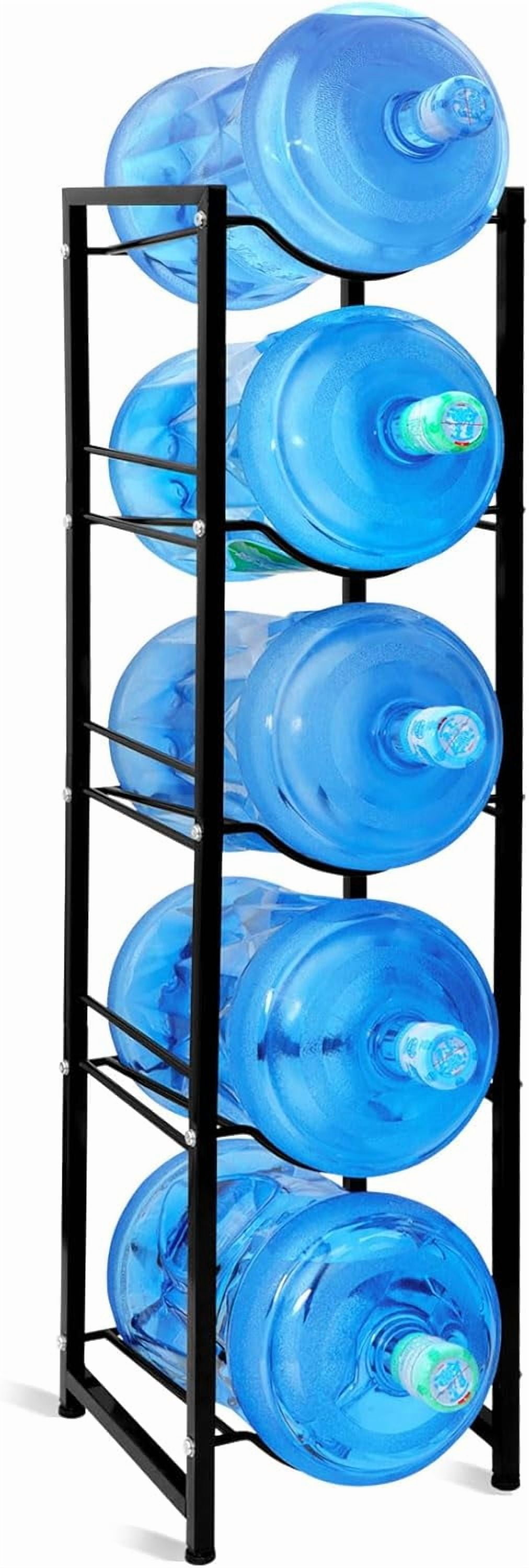 MONKEMON 5-Tier 5 Gallon Water Bottle Rack Holder, Black, 5 Bottles, Kitchen, Office, Garage ...