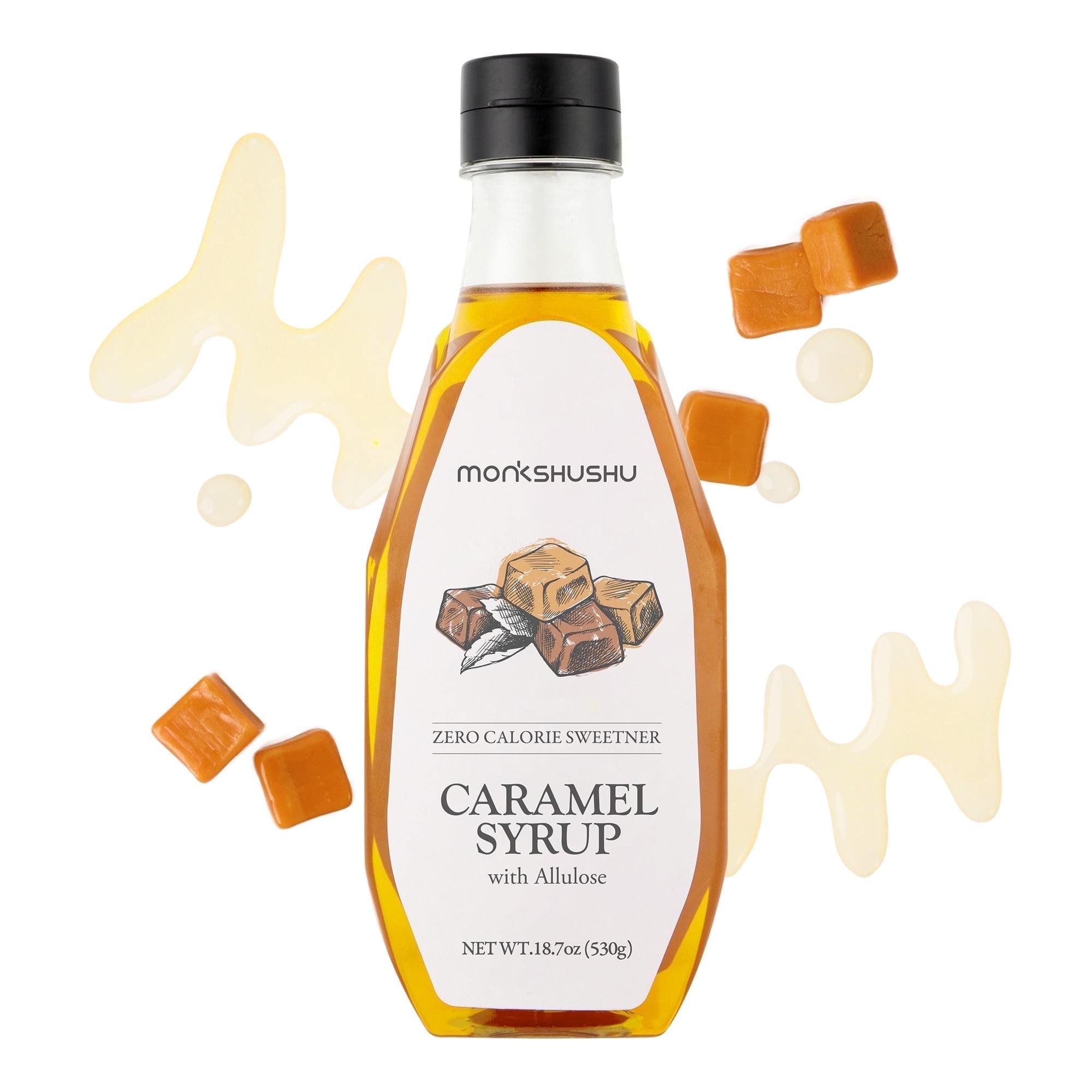 MONKSHUSHU Caramel Allulose Syrup 18.7 Fl Oz - Liquid Sweetener for ...