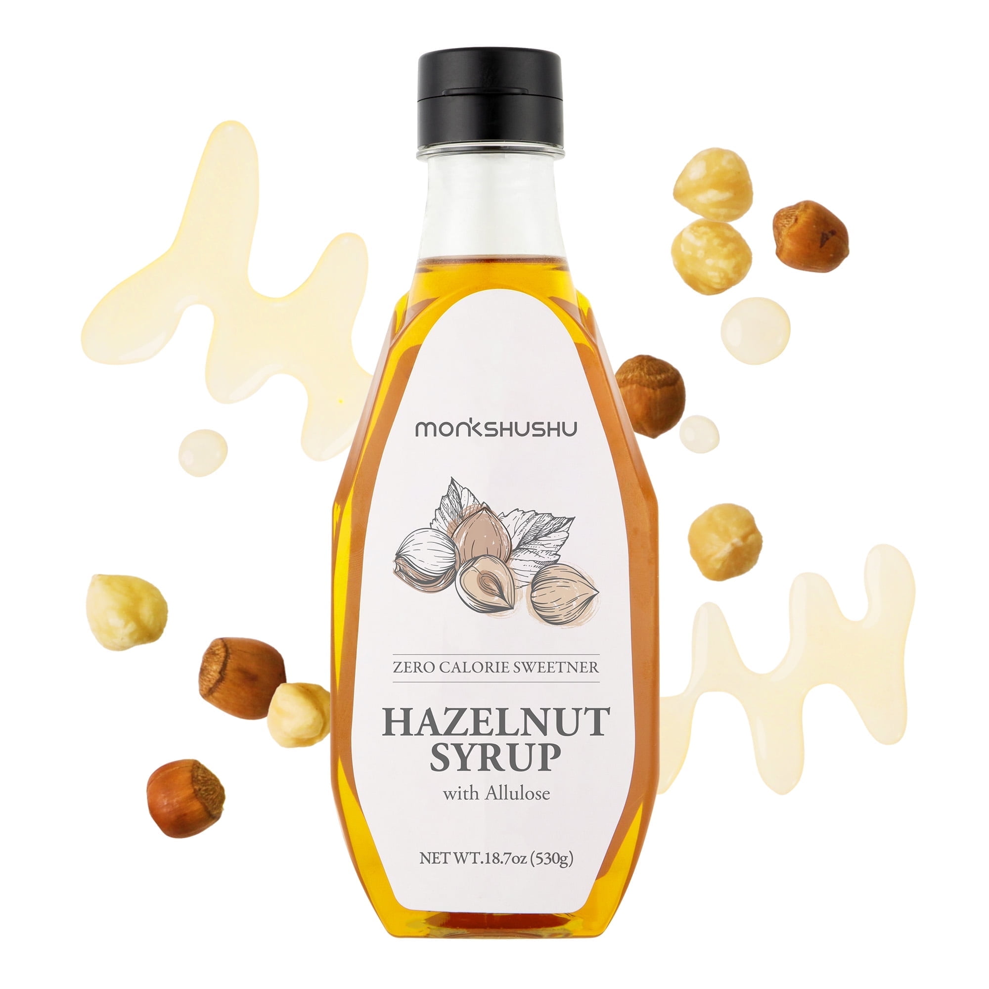 MONKSHUSHU Hazelnuts Allulose Syrup 18.7 Fl Oz Liquid Sweetener Keto ...