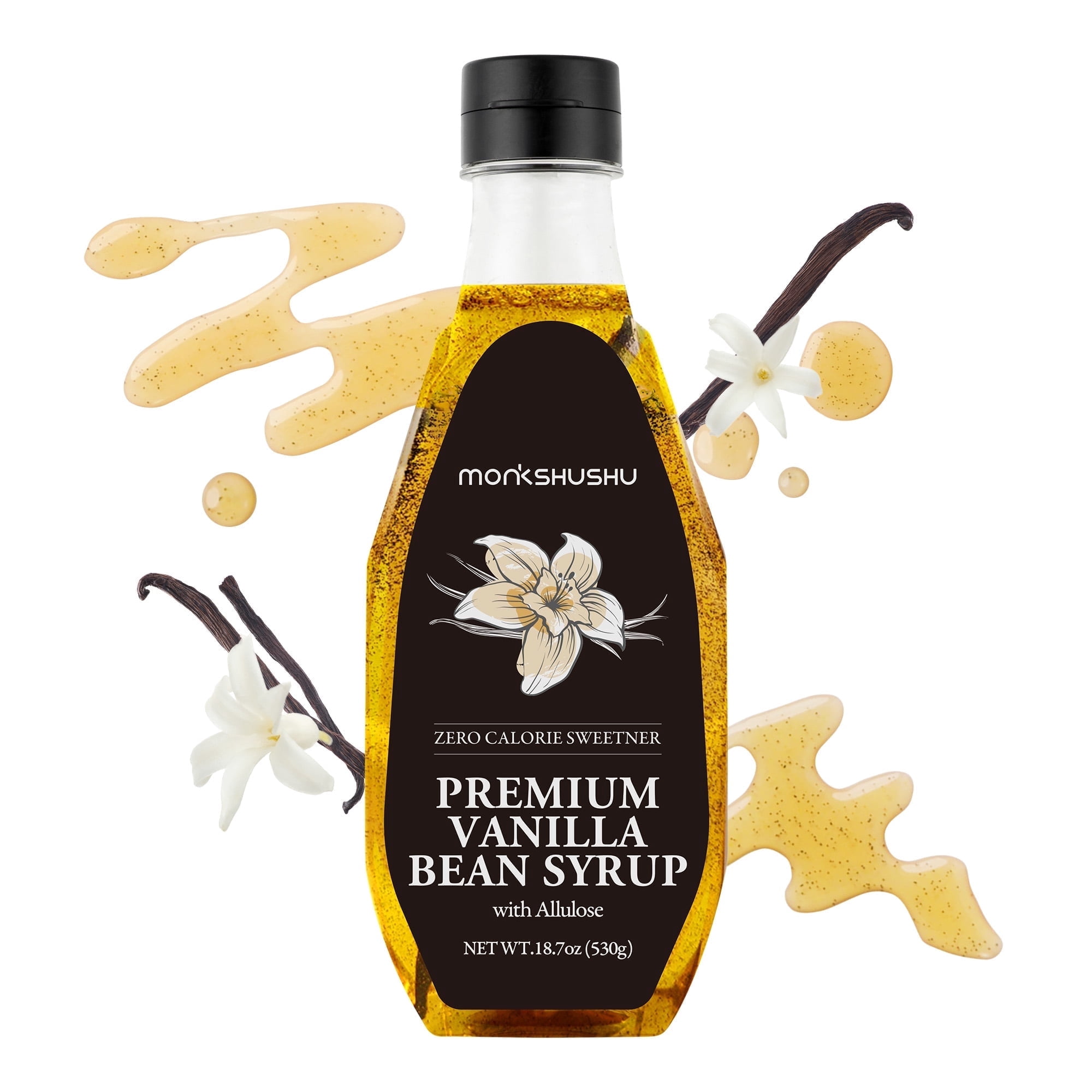MONKSHUSHU Premium Vanilla Bean Allulose Syrup 18.7 Fl Oz - Liquid ...