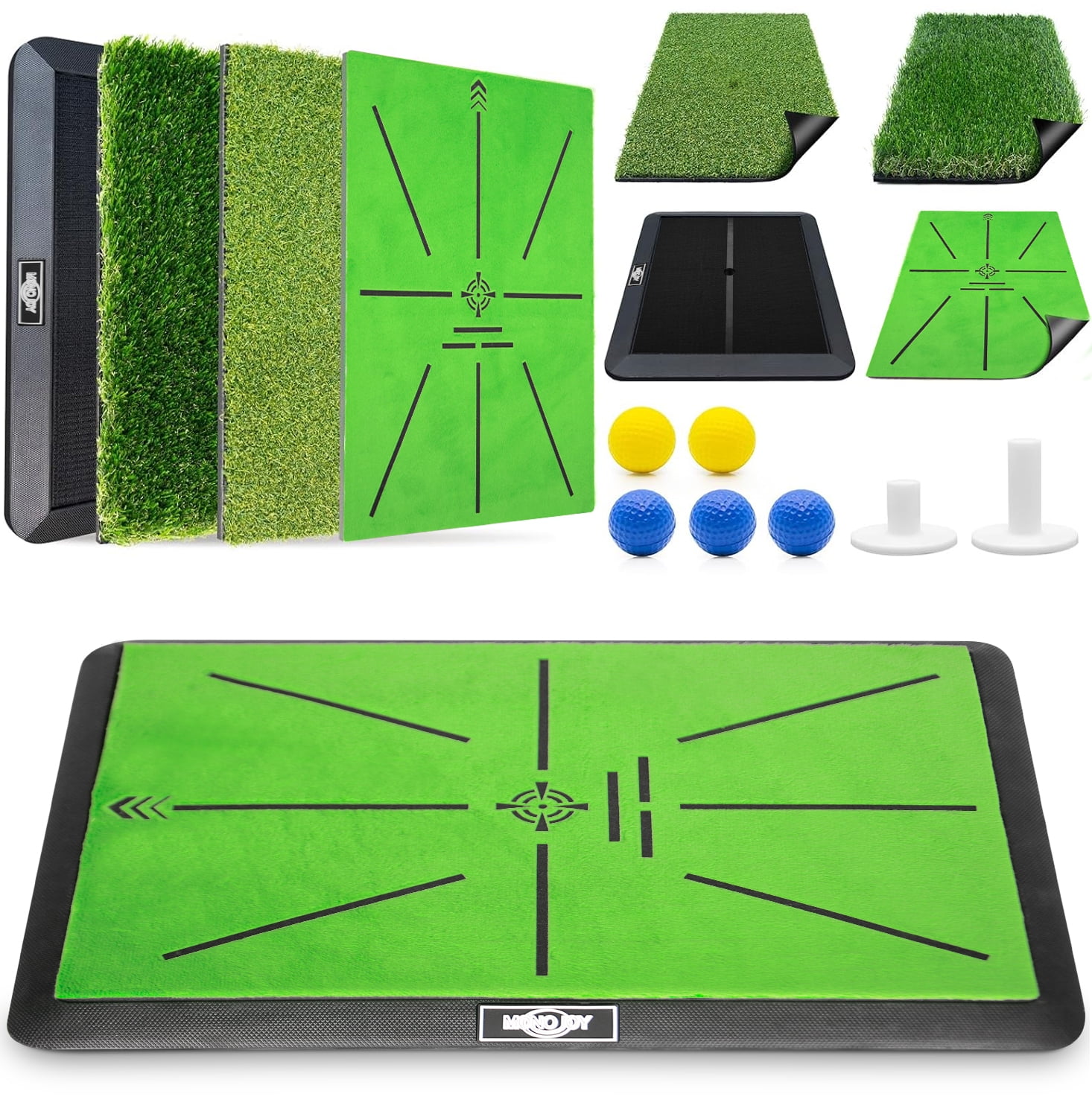 MONOJOY Golf Hitting Mats with Golf Tees Practice Indoor 3 Pcs ...