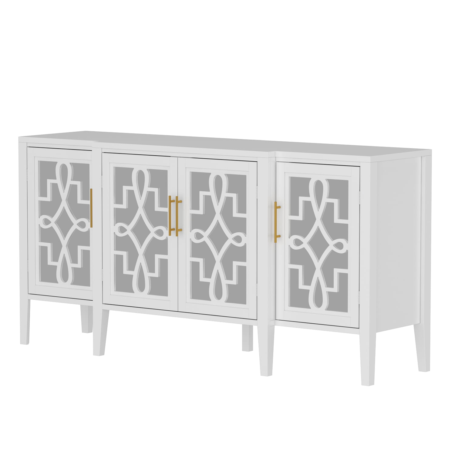 MONSLIPA 4-Door Kitchen Credenza with Acrylic Glass Door, 63" Buffet ...