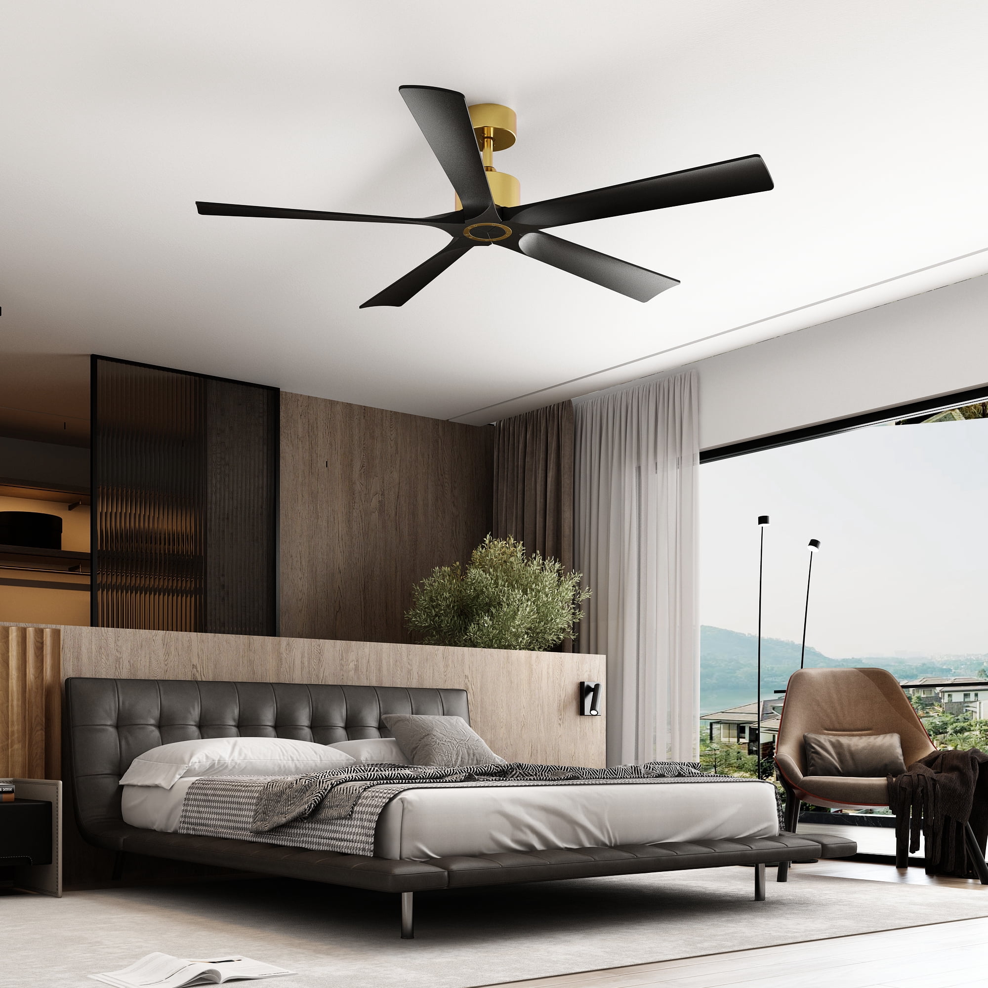 MONSLIPA 52″Modern Black Ceiling Fan for Indoor/Outdoor Use - Remote ...