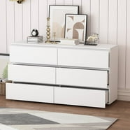 ACCOHOHO 6 Drawer Dresser for Bedroom, Farmhouse 46" High Wooden ...