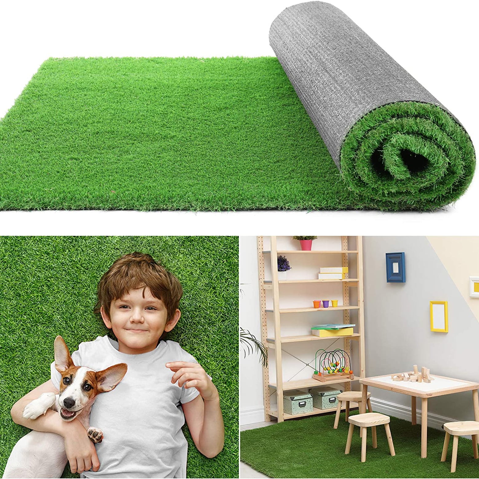 MONSLIPA Large Artificial Grass Turf 6.5ft x 13ft (84.5 Square ft), 0.8 ...