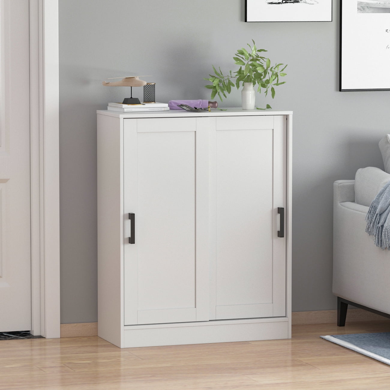 Sliding door shoe cupboard store