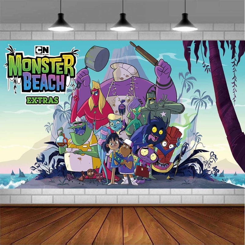 MONSTER BEACH Backdrop Banner Party Supplies Poster Movie Theme ...