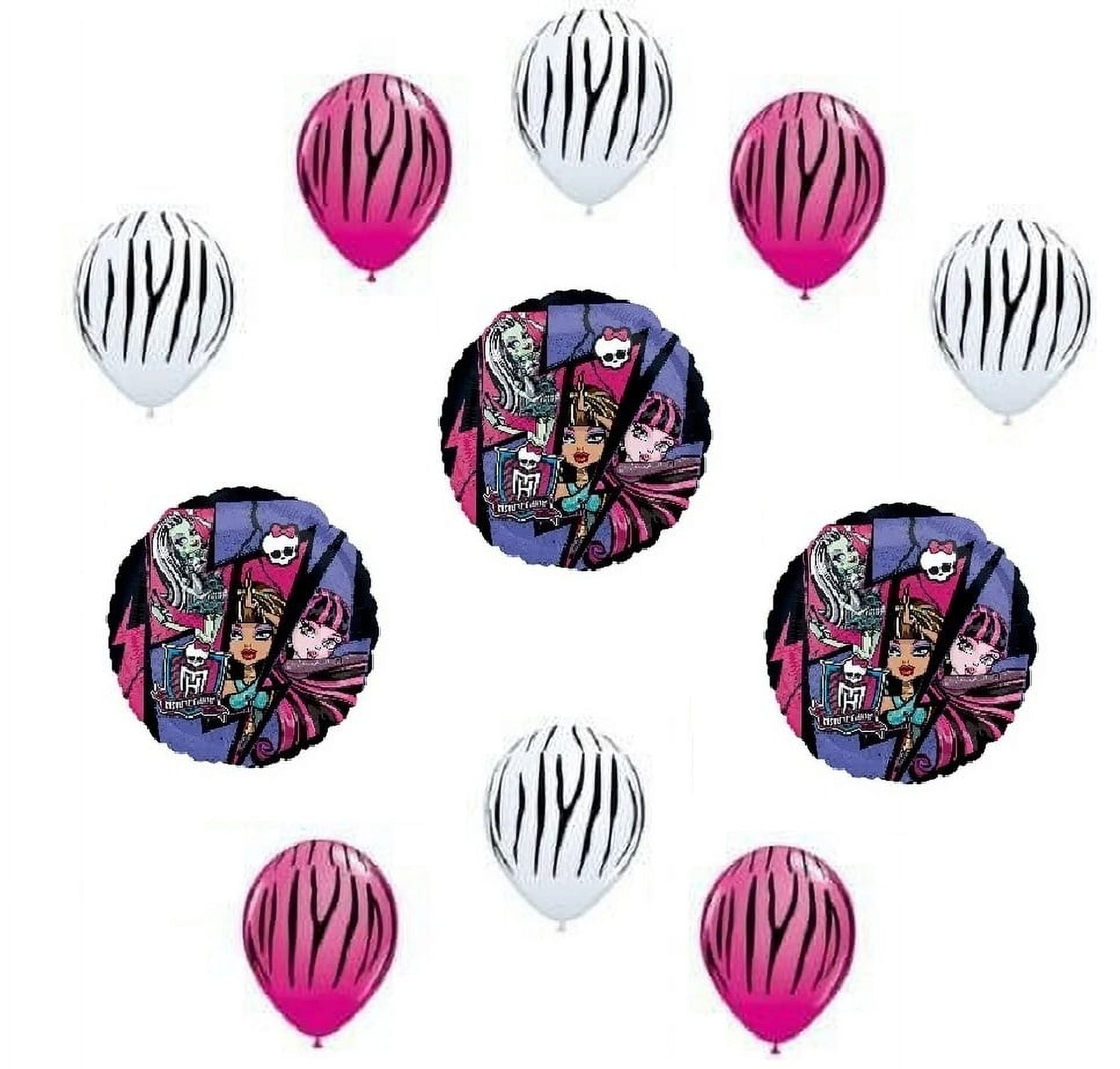 MONSTER Badge SKULLETTE Zebra Stripe Birthday Party Decoration Balloons ...