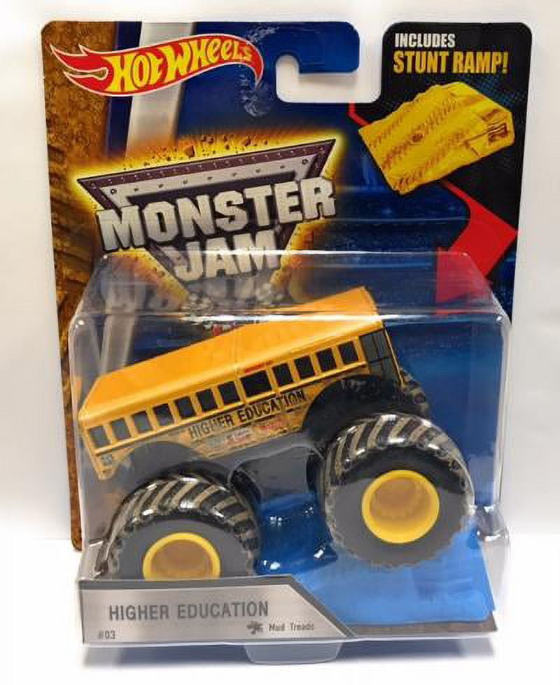 MONSTER JAM HIGHER EDUCATION YELLOW SCHOOL BUS INCLUDES STUNT RAMP #03 ...