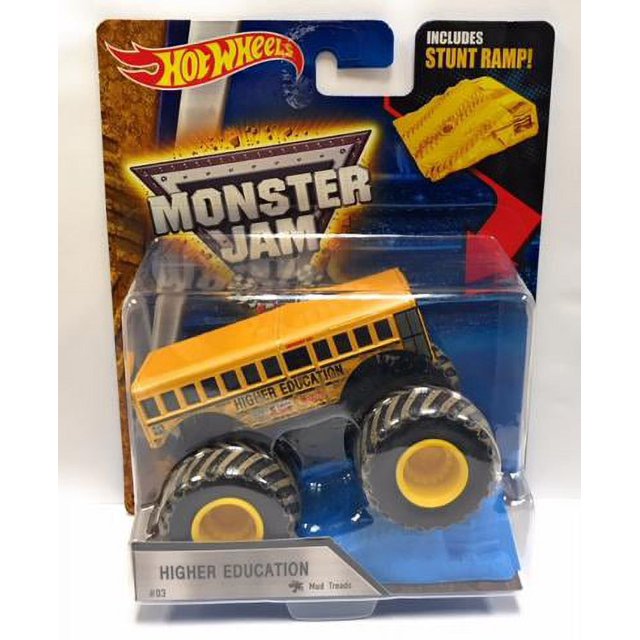MONSTER JAM HIGHER EDUCATION YELLOW SCHOOL BUS INCLUDES STUNT RAMP #03 ...