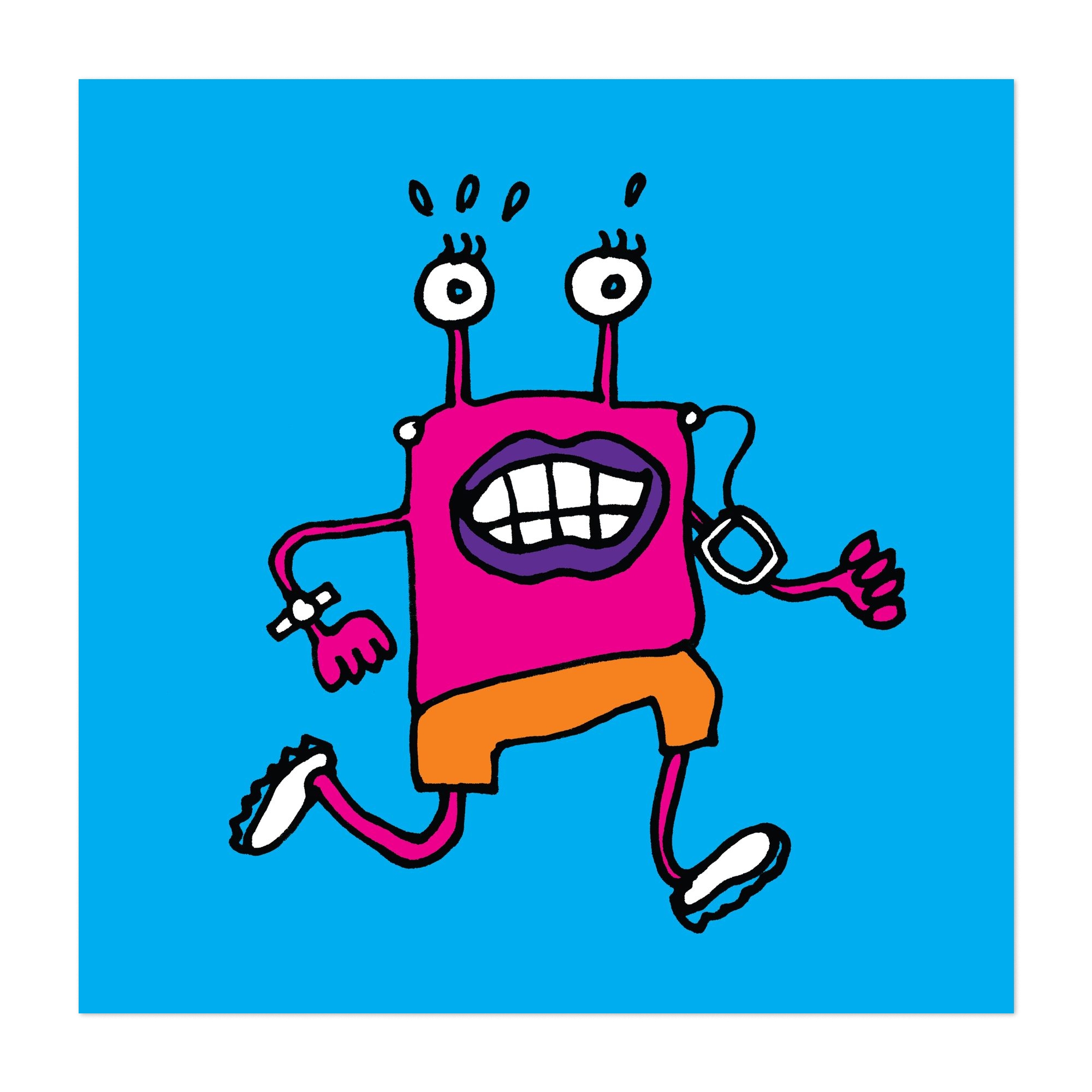 MONSTER TAKING A JOG - Drawing Whimsical Pop Art Humor Modern Art ...