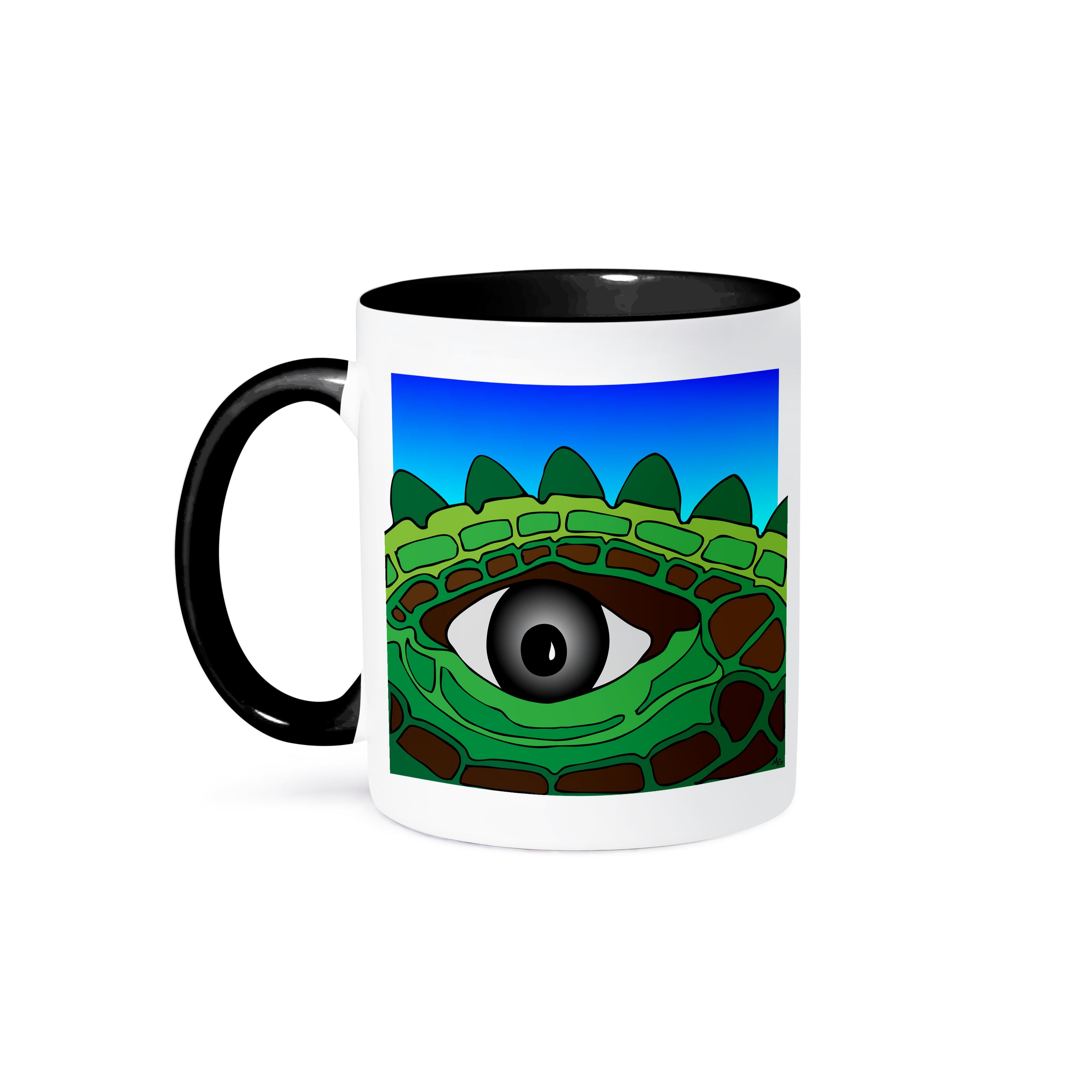 3dRose, MONSTER VIEW monster eye 2 on gradient, 11oz Two-Tone Black Mug ...
