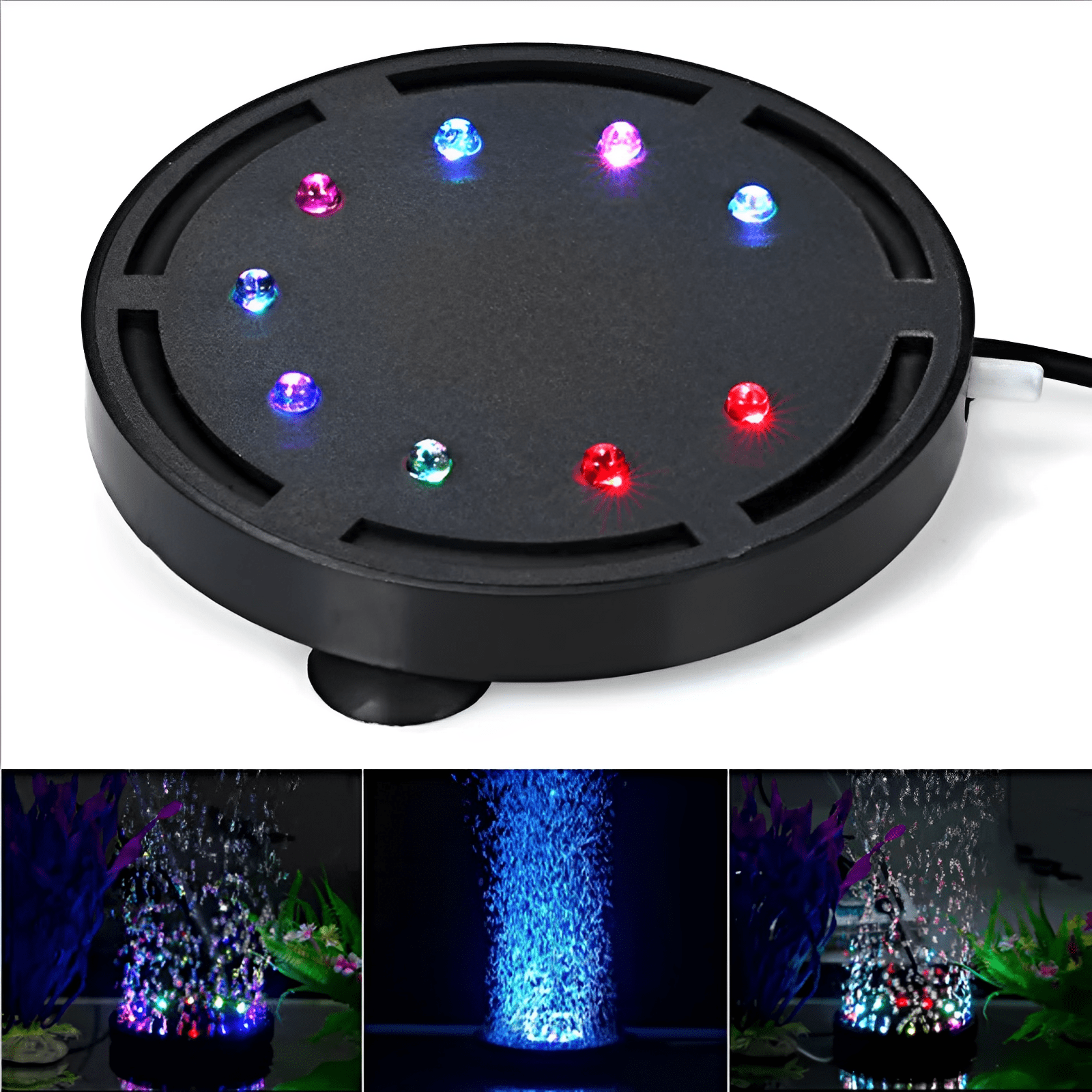 MONSTRUNO Underwater Glow Aquarium Lamp, 12 LED Bubble Light, Fish Tank ...