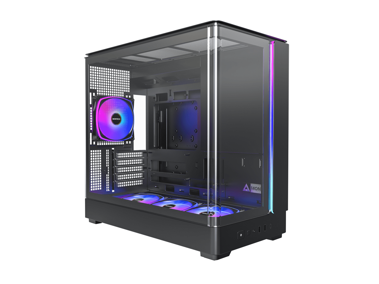 MONTECH KING 15 PRO KING15PB Micro-ATX PC Case, Curved Panoramic Glass ...