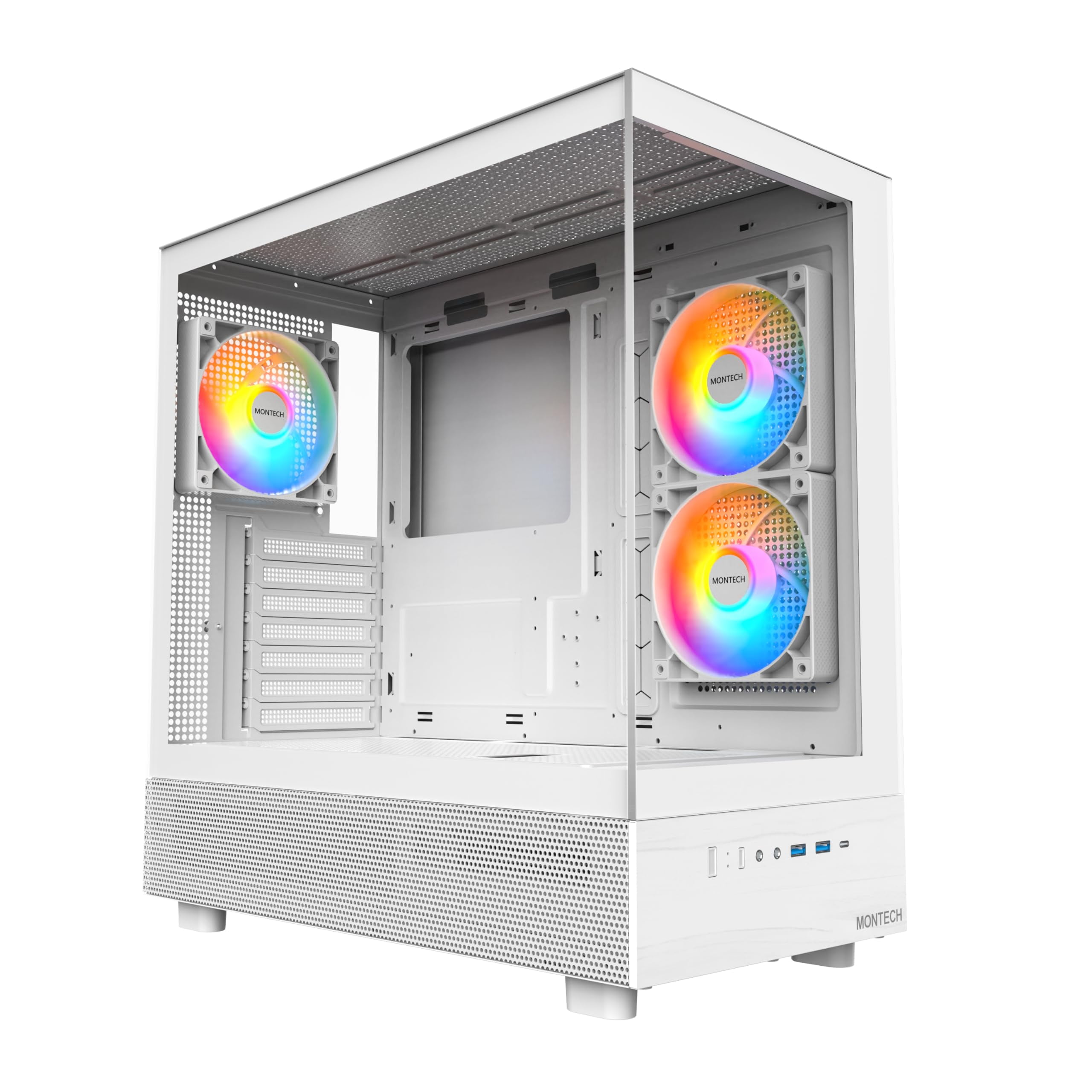MONTECH XR, ATX Mid-Tower PC Gaming Case, 3 x 120mm ARGB PWM Fans Pre ...