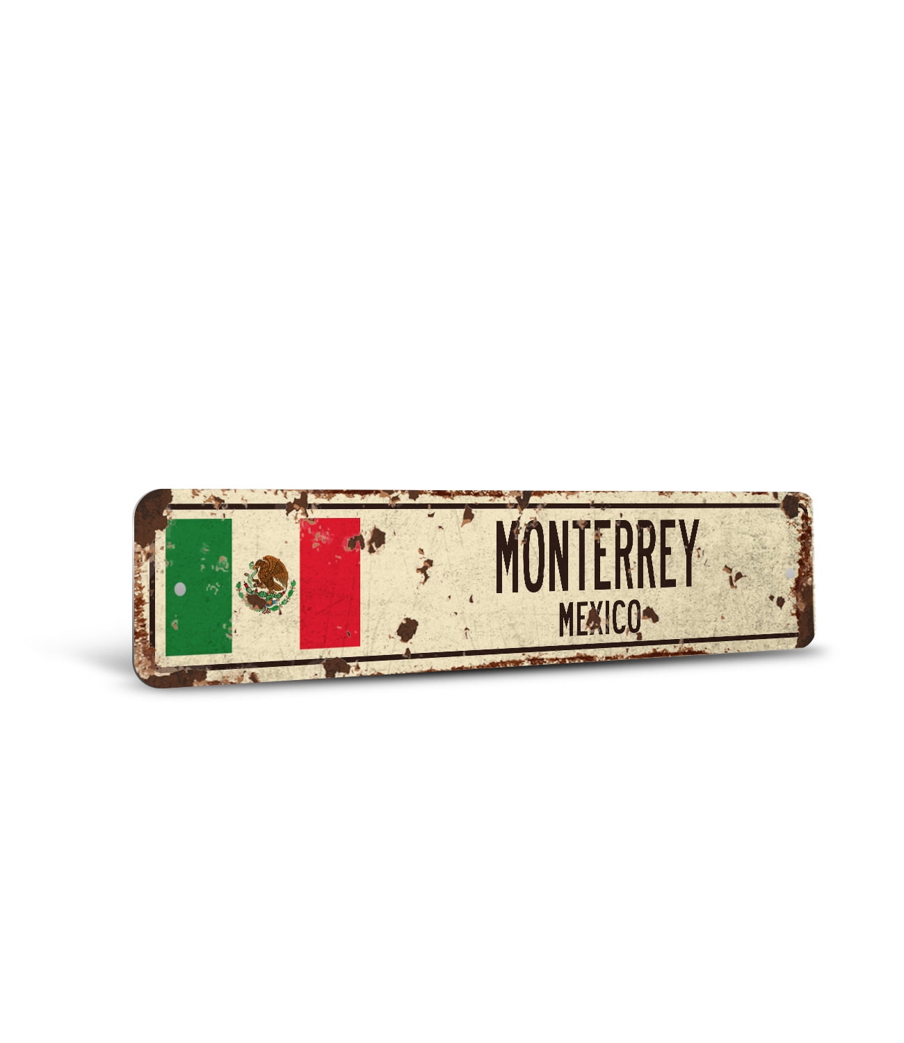 MONTERREY MEXICO Vintage Style Rustic Street Sign – Mexican Flag City ...