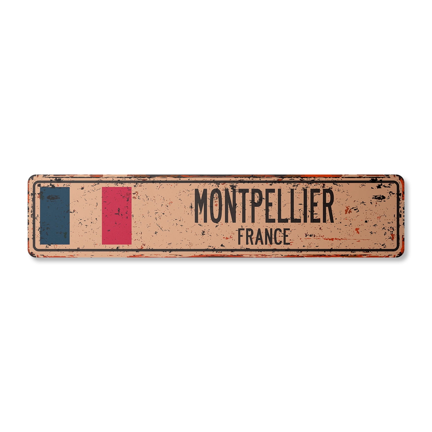 MONTPELLIER FRANCE Vintage Plastic Street Sign French flag city country ...