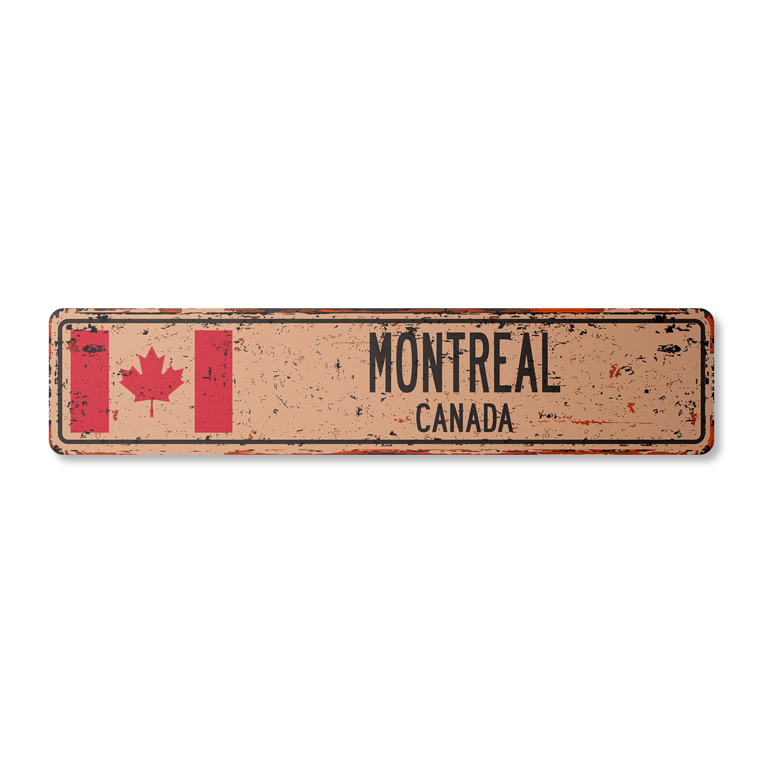 MONTROAL CANADA Vintage Plastic Street Sign Canadian flag city country ...